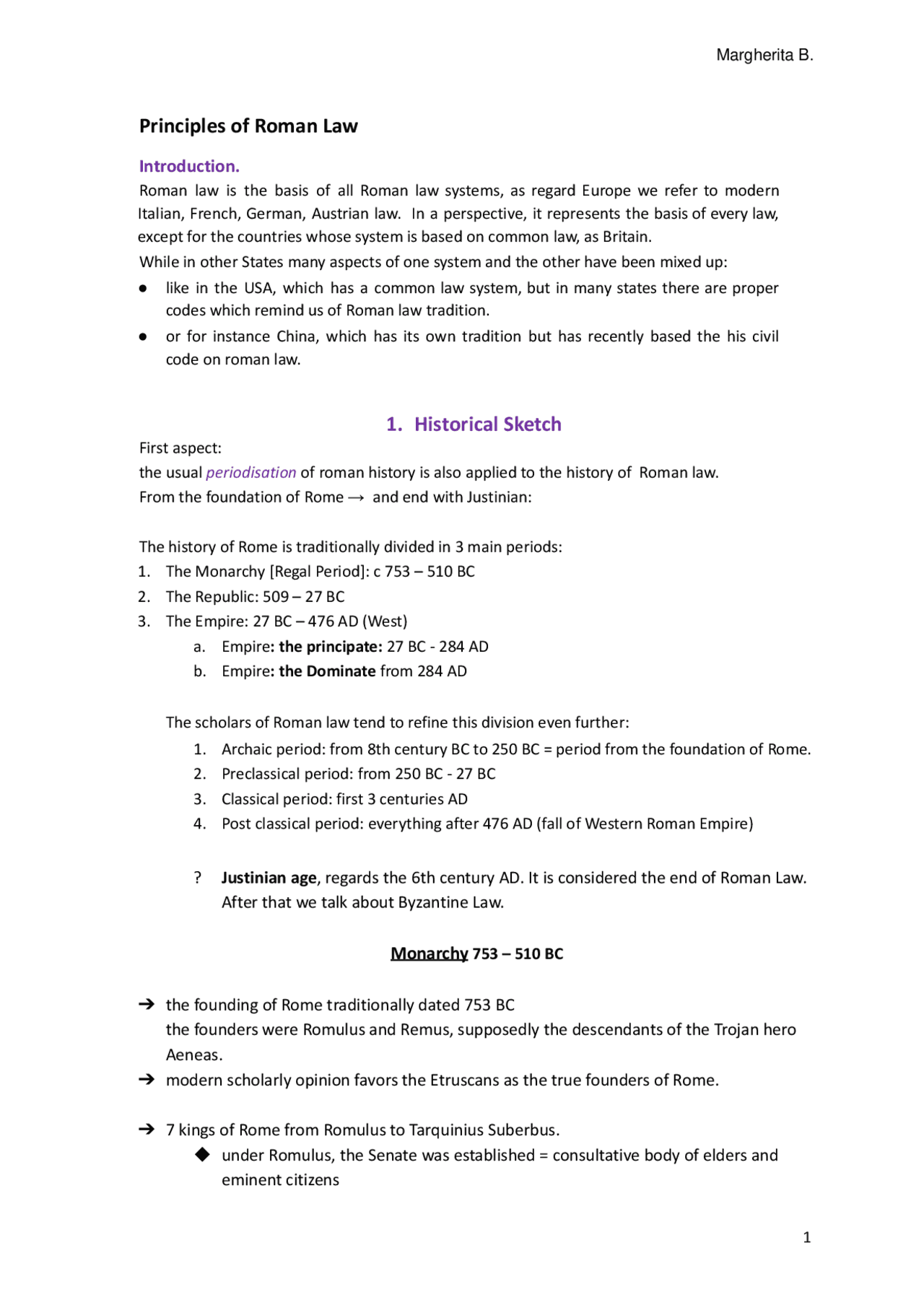 Principles of Roman Law | Appunti di Diritto Romano | Docsity