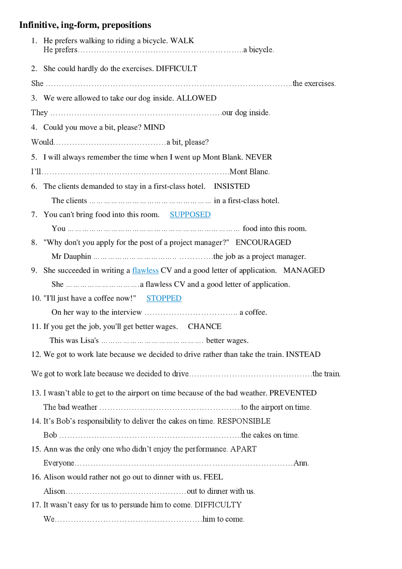 Useful Fce Materials And Grammar Exercises English Language Docsity