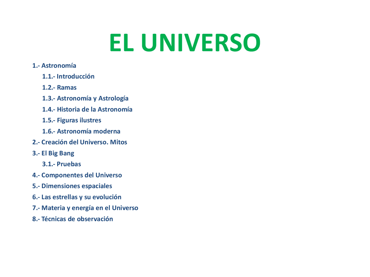 Powerpoint El Universo | Diapositivas de Física | Docsity