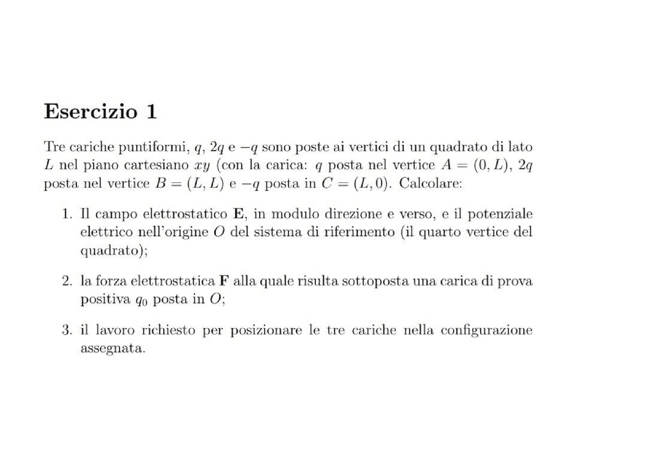 Esercizi Di Elettrostatica Esercizi Di Fisica Docsity