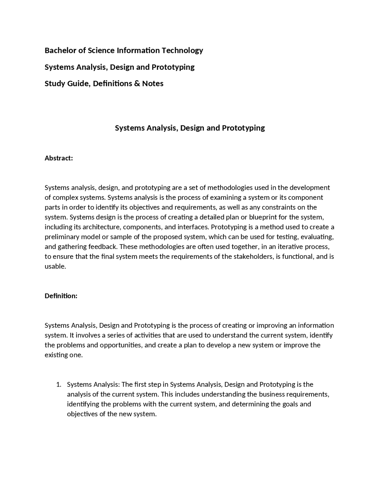 Systems Analysis, Design and Prototyping | Study Guides, Projects, Research Information ...
