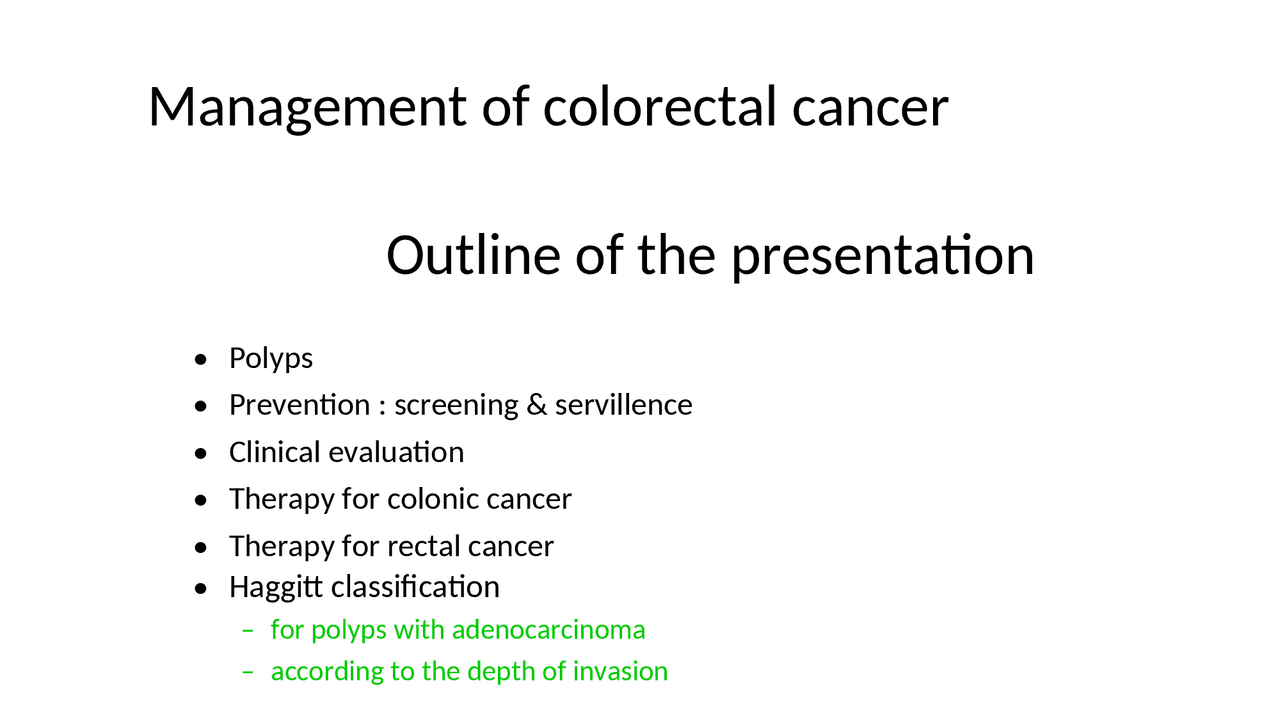 Management of colorectal cancer Outline of the presentation | Slides ...