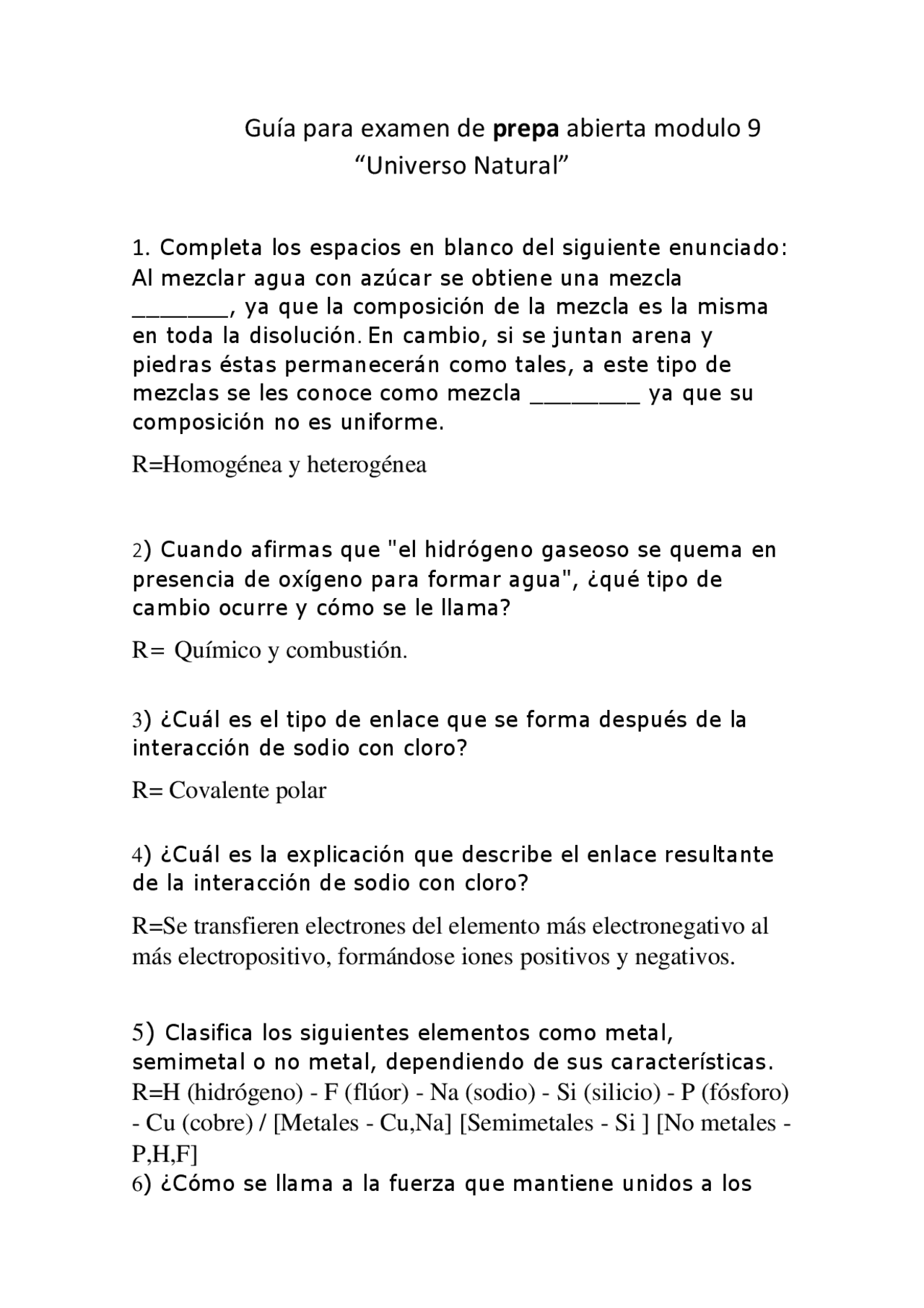Guia preparatoria abierta modulo 9 "Universo natural" | Apuntes de ...