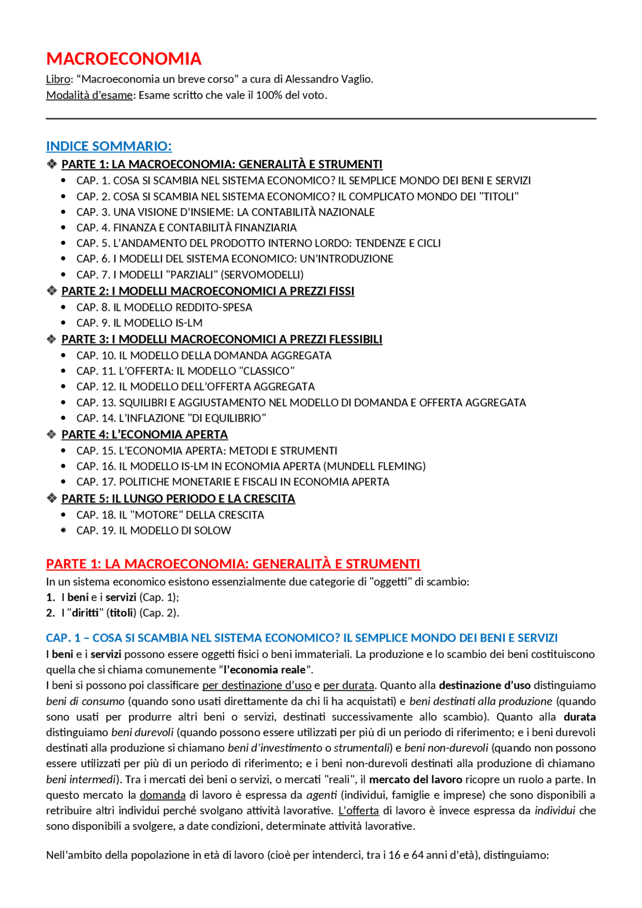 Macroeconomia Documento Completo Appunti Di Macroeconomia Docsity