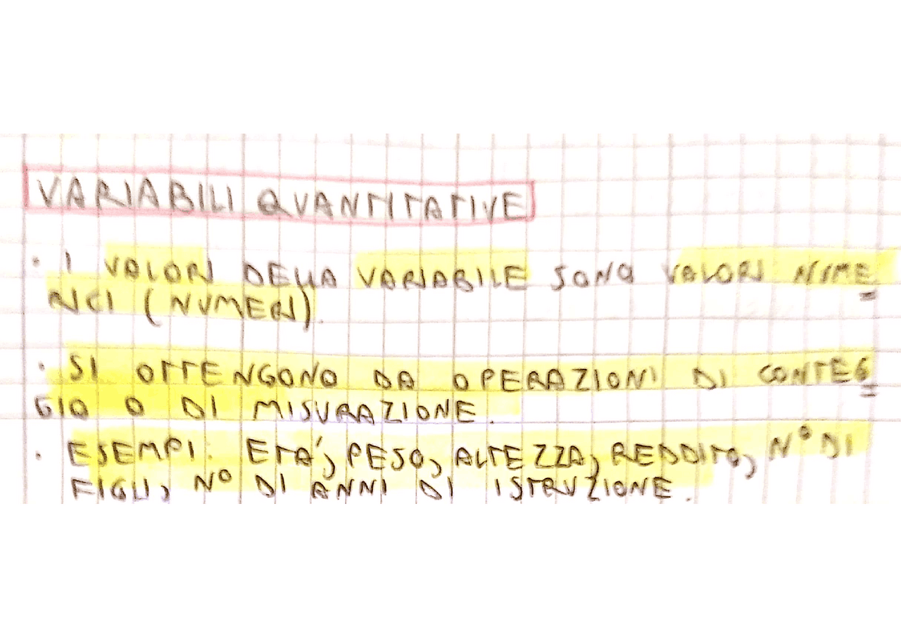 Appunti Statistica Unifi Variabili Qualitative E Quantitative Appunti