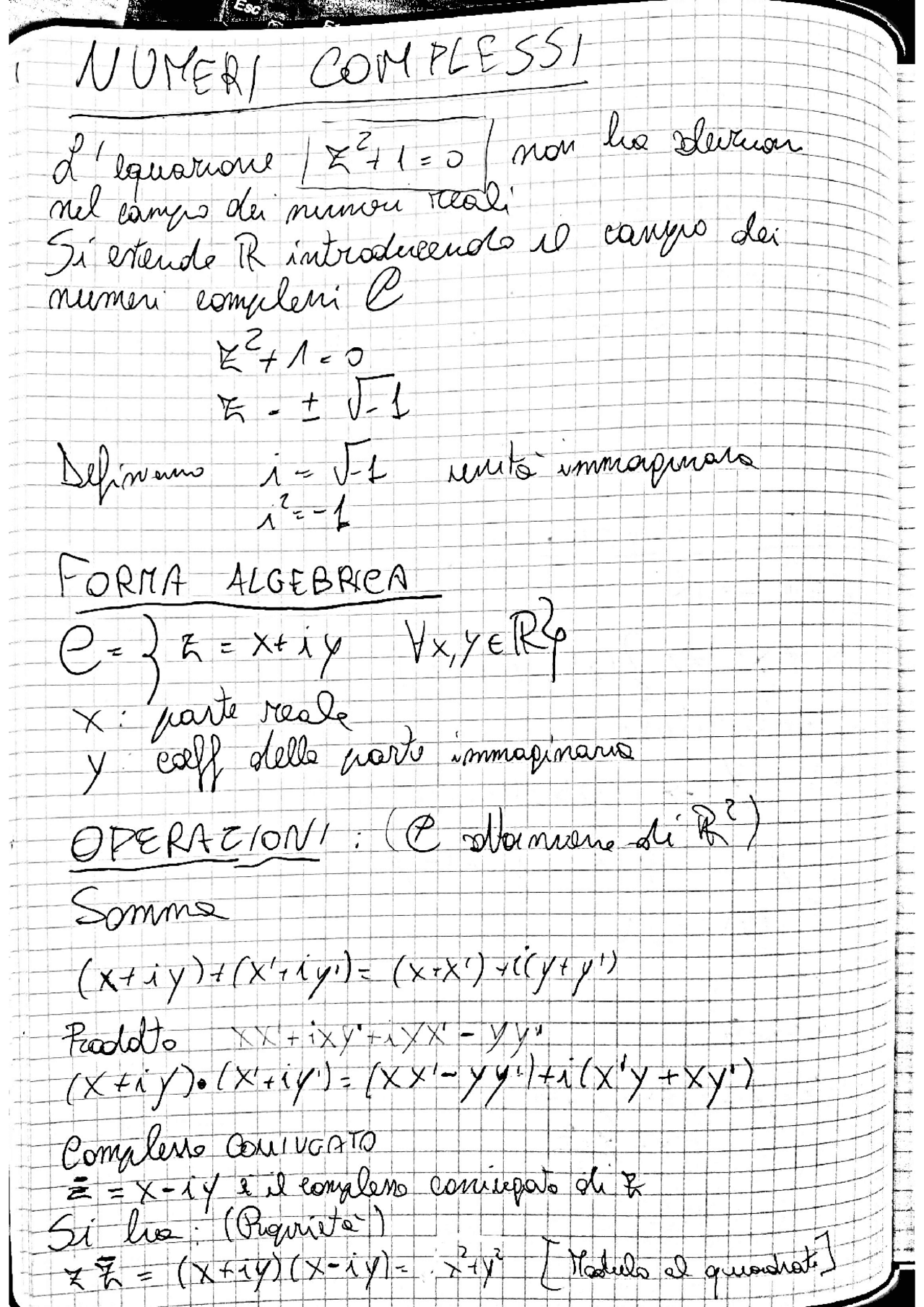 I Numeri Complessi Introduzione E Prime Definizioni Appunti Di