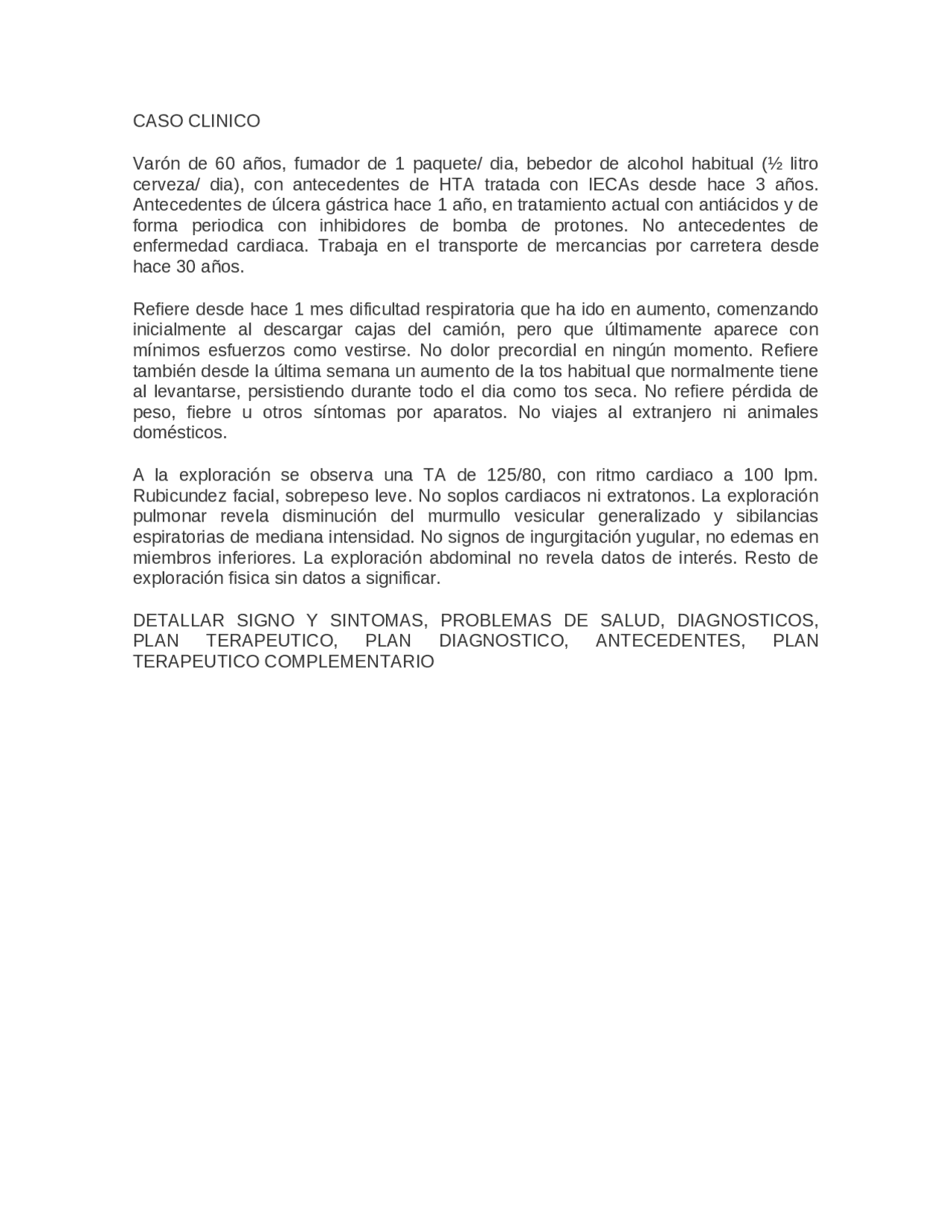 Caso Clinico Semana 1 Ejercicios De Medicina Docsity