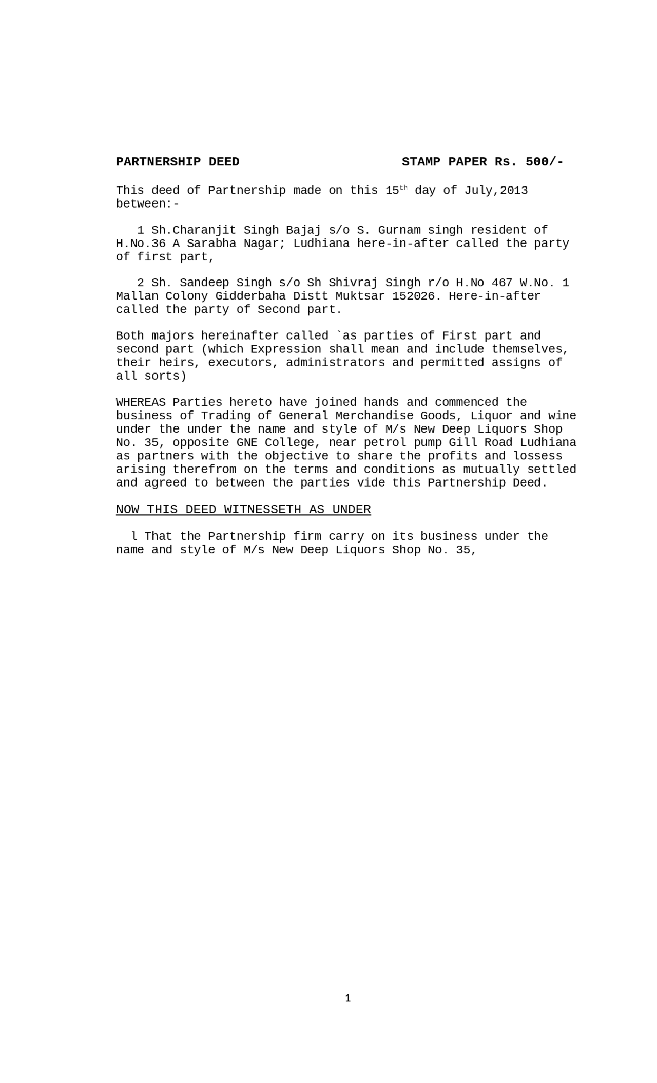 Partnership Deed Assignment Assignments Contract Law Docsity