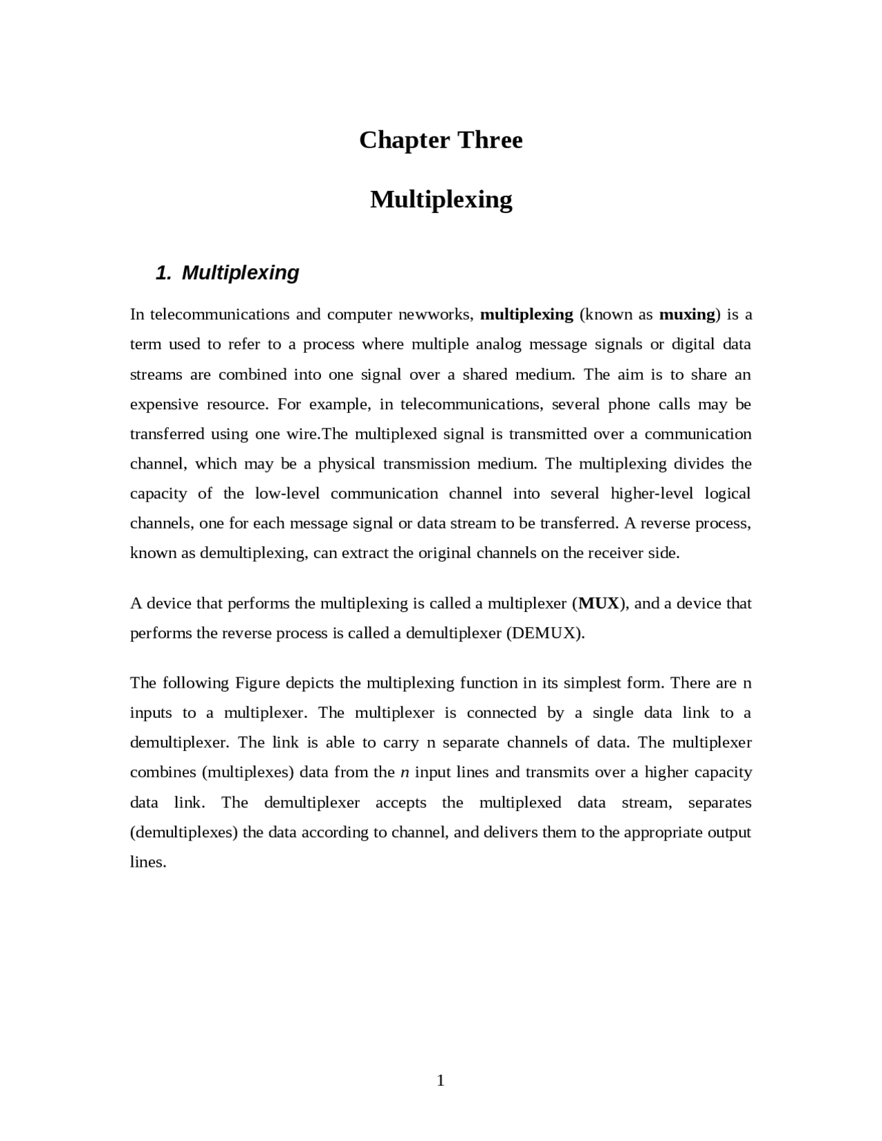Lecture Note On Multiplexing Techniques Summaries Data Communication