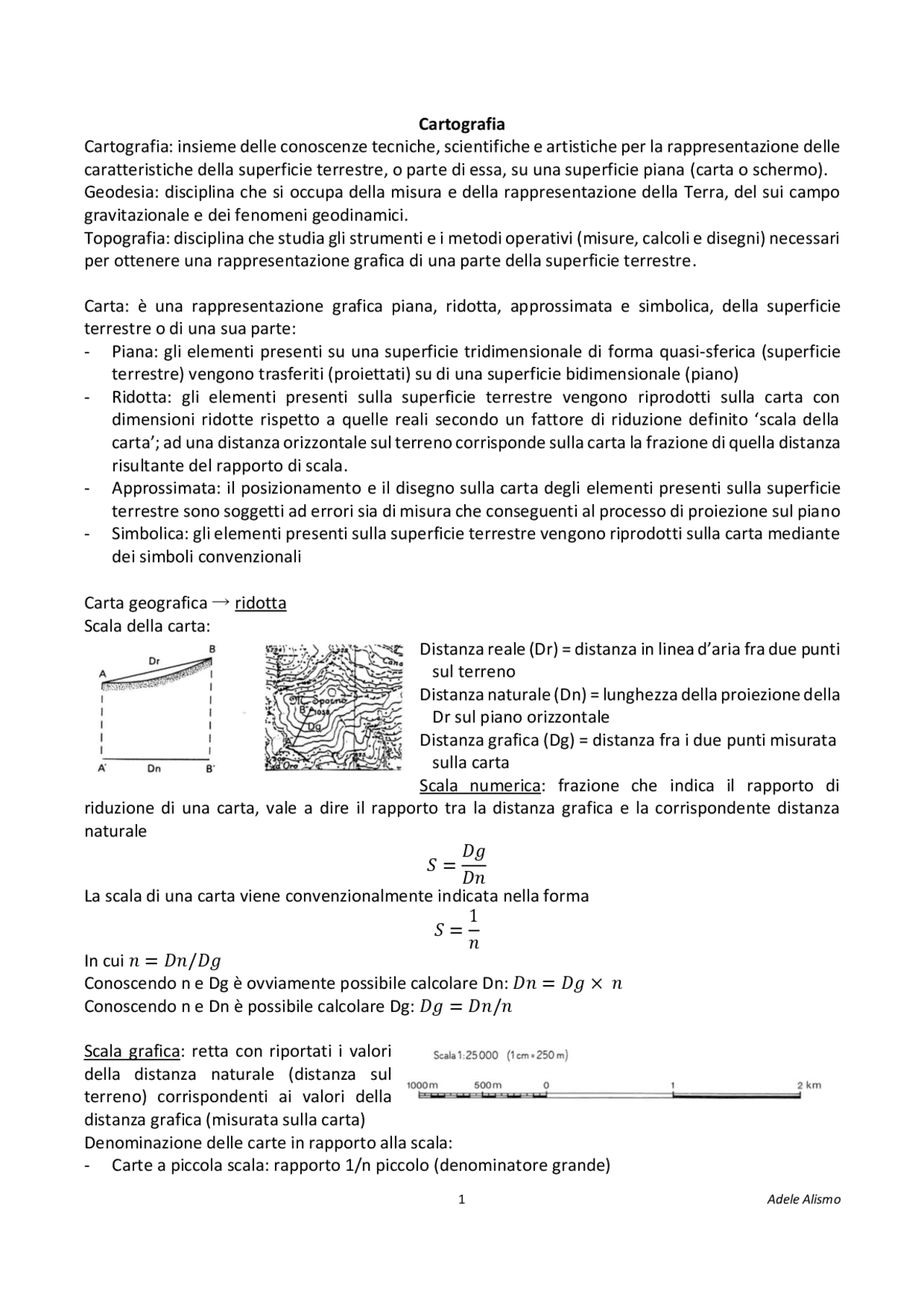 Elementi di cartografia | Dispense di Geodesia e Cartografia | Docsity