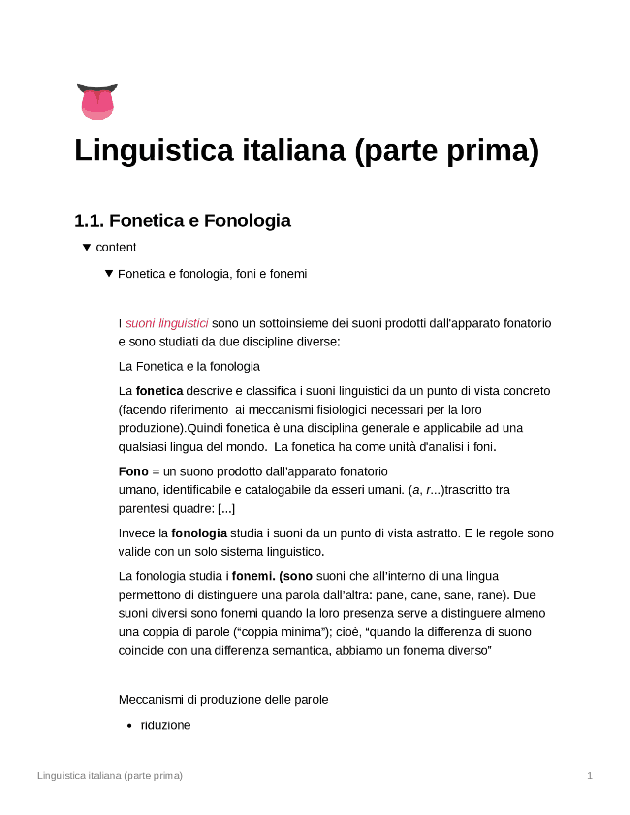 Linguistica Italiana Parte Prima Appunti Appunti Di Linguistica Docsity