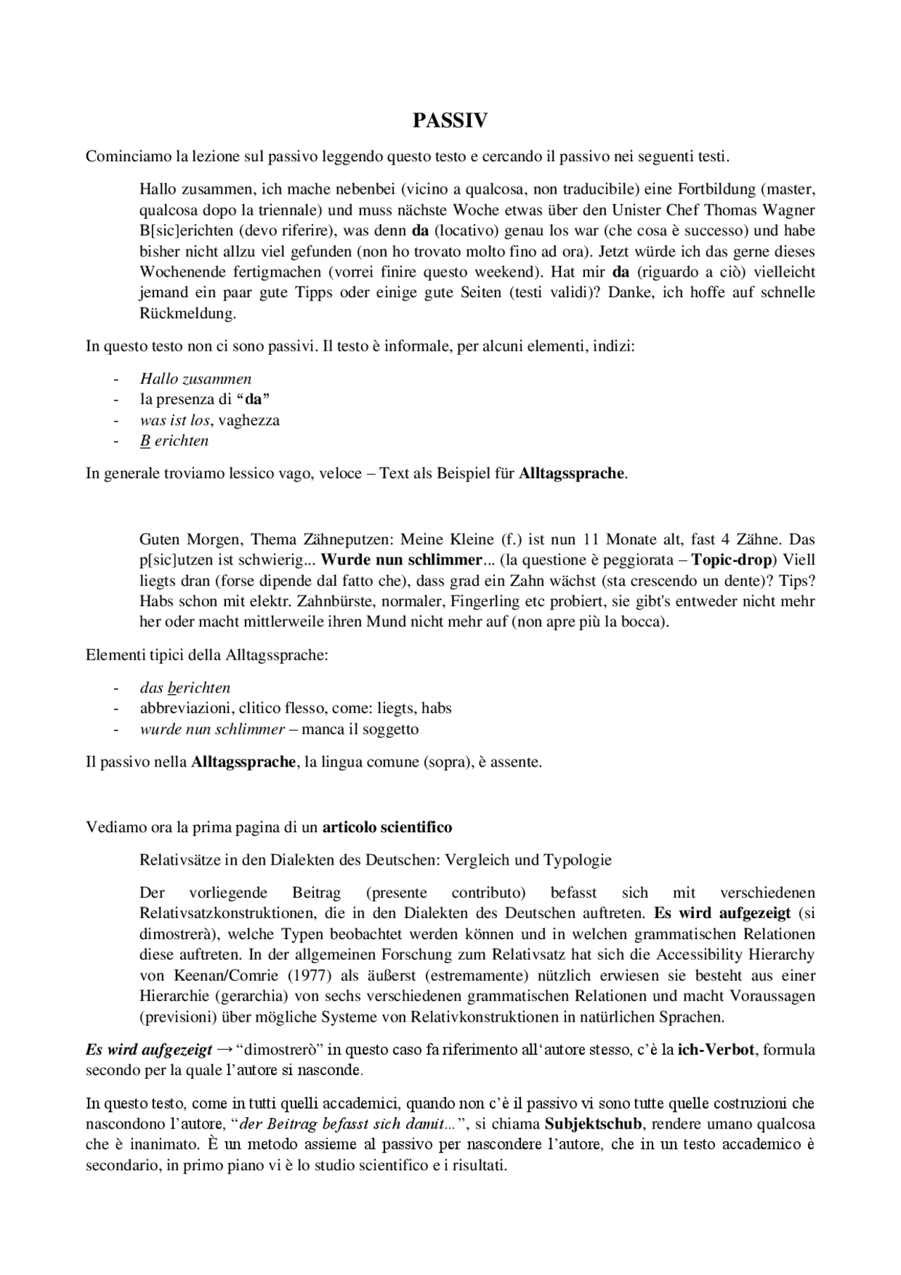 Il Passivo In Tedesco Passiv Appunti Di Lingua Tedesca Docsity