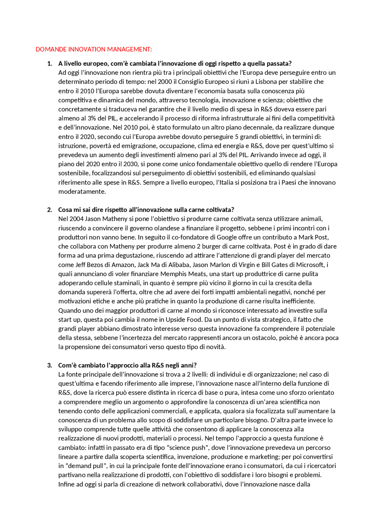 Domande E Risposte Di Innovation Management E Digital Transformation