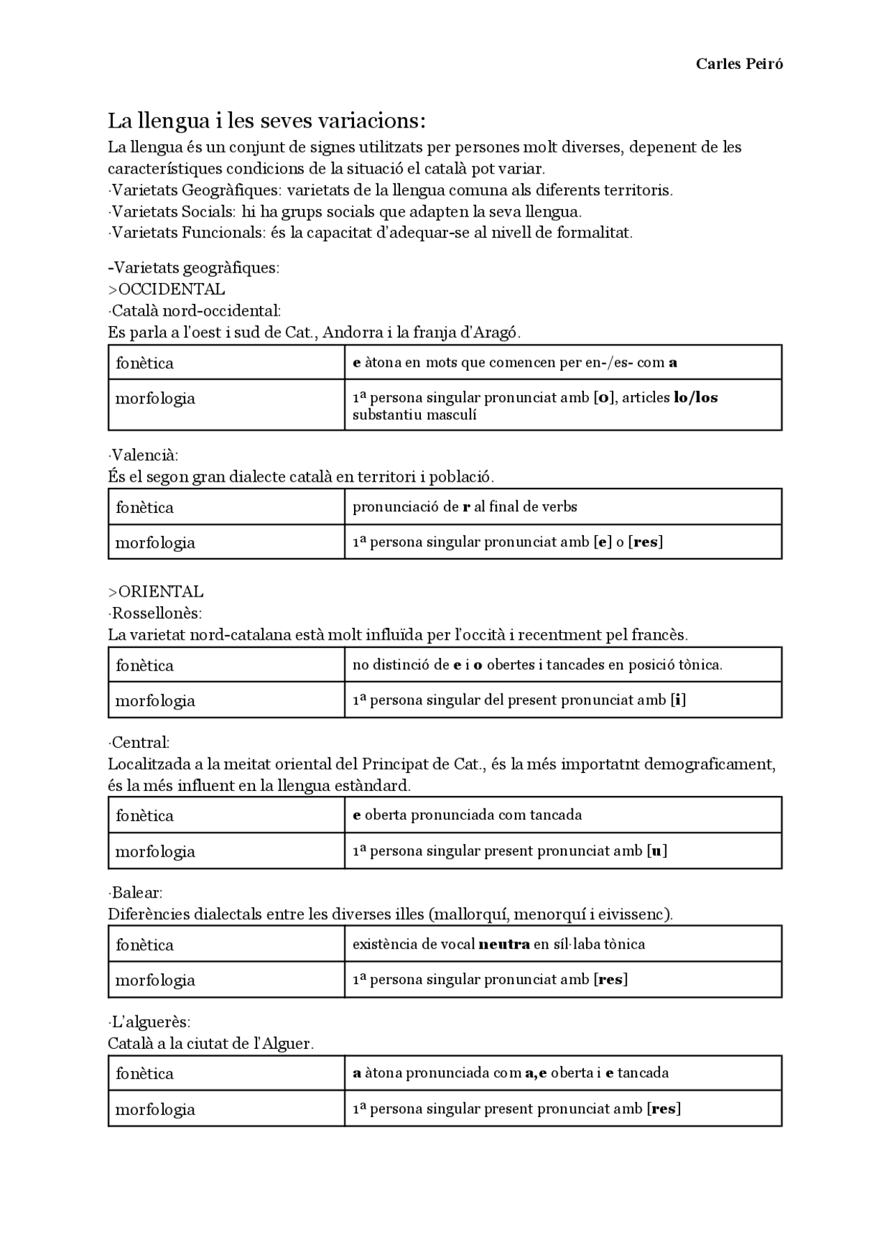 La Llengua I Les Seves Variacions Apuntes De Catalán Docsity