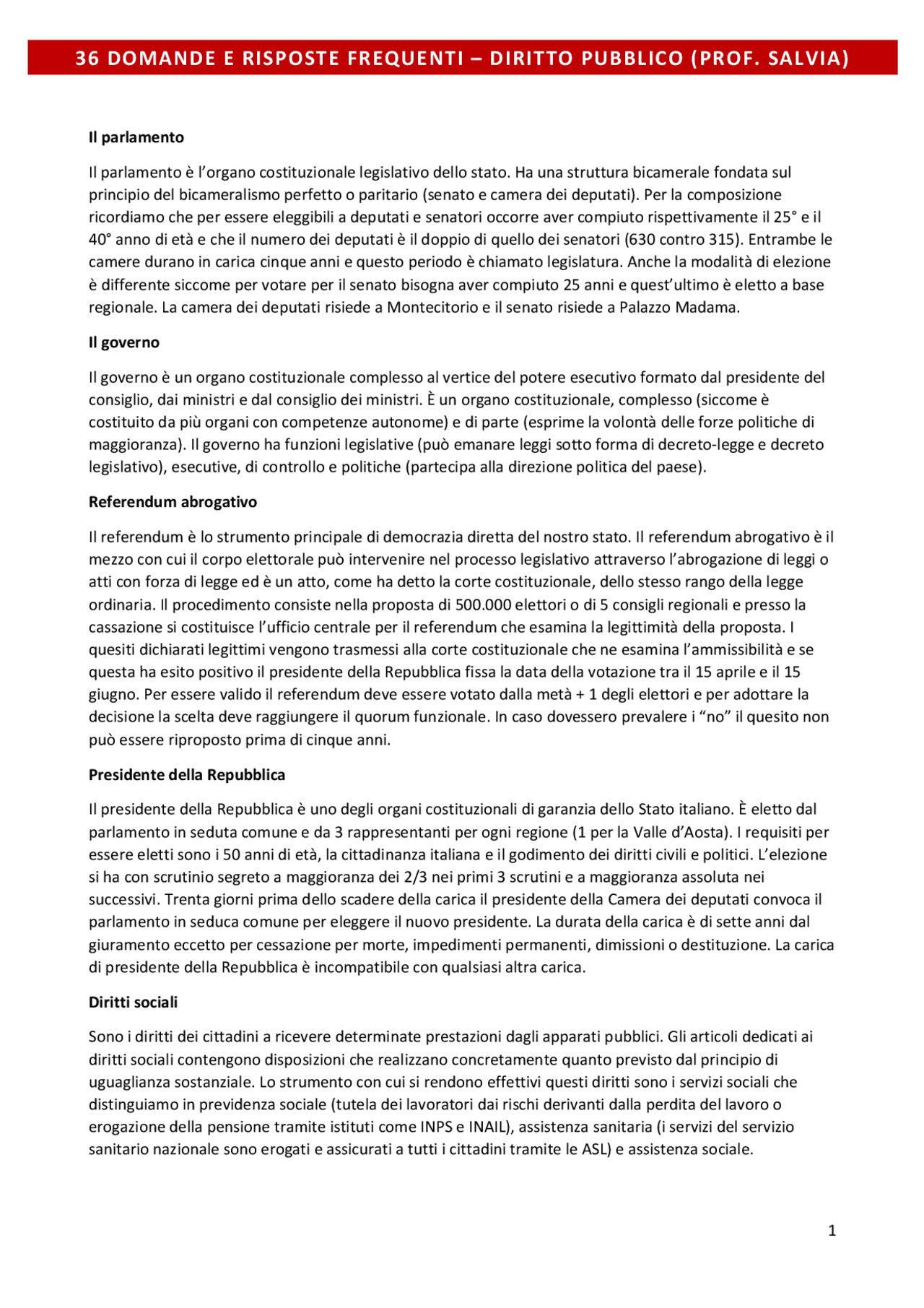 Diritto pubblico 36 domande e risposte complete - prof. Emilio Paolo Salvia | Prove d'esame di ...