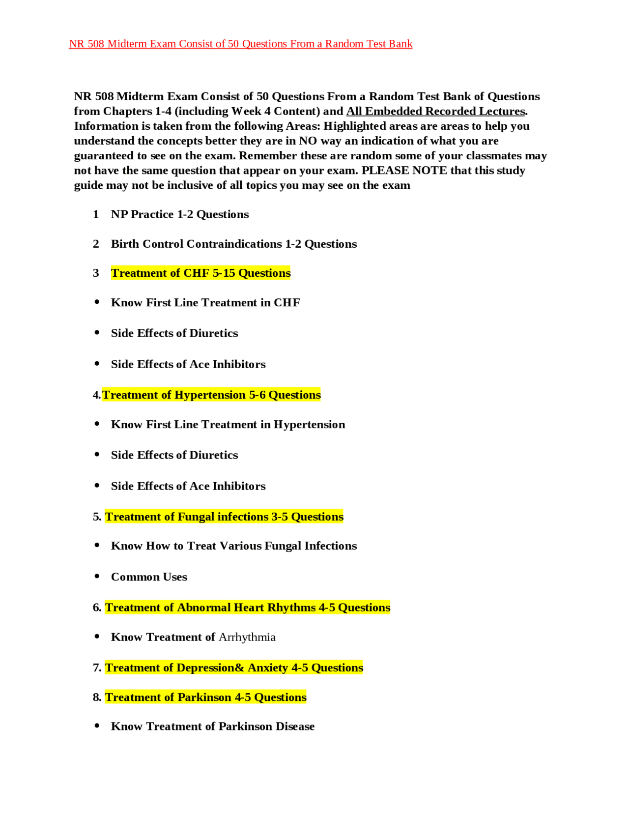 NR 508 Midterm Exam Consist of 50 Questions From a Random Test Bank ...