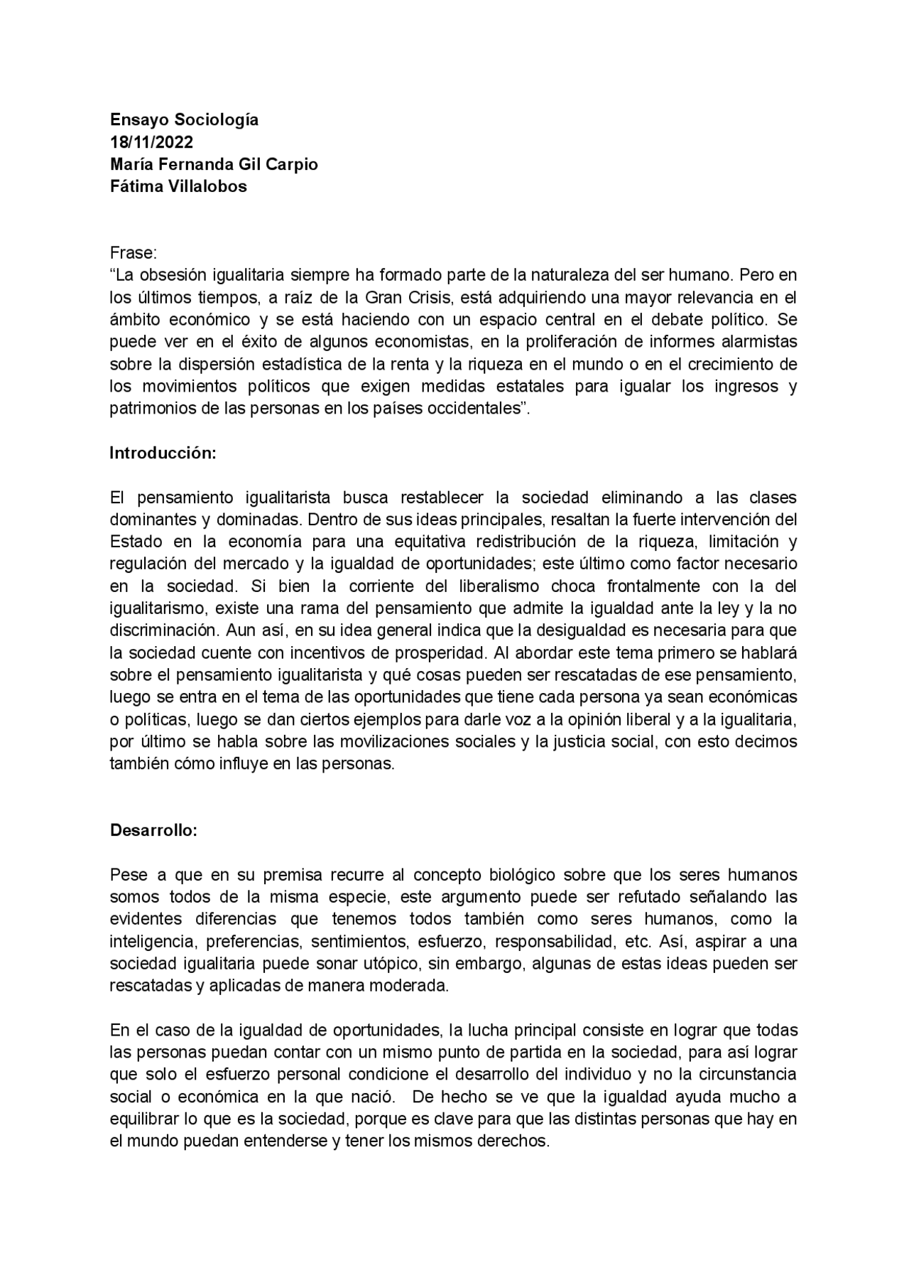 Ensayo De Sociología Ejercicios De Sociología Docsity