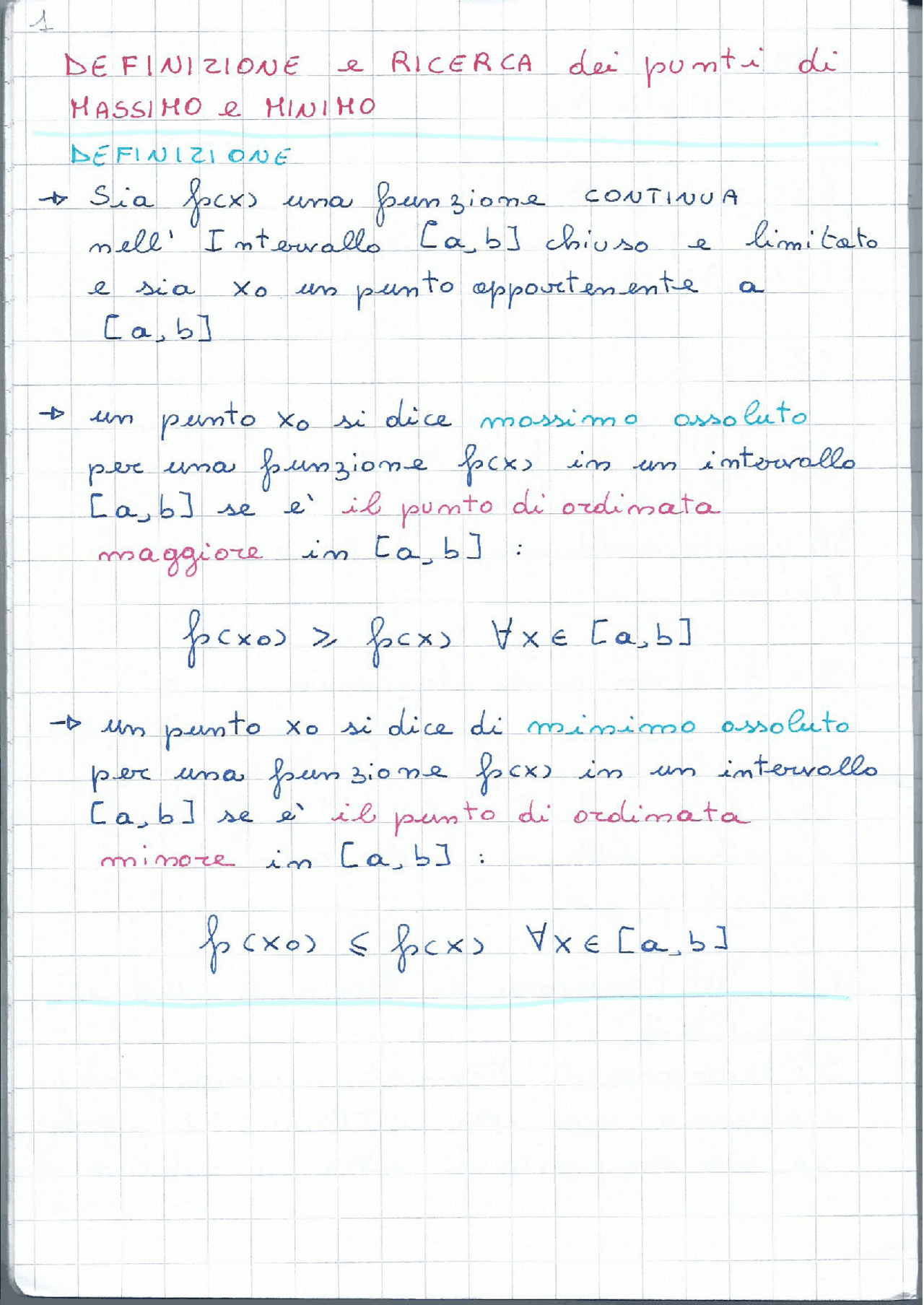 Matematica Ricerca Punti Di Massimo E Di Minimo Di Una Funzione