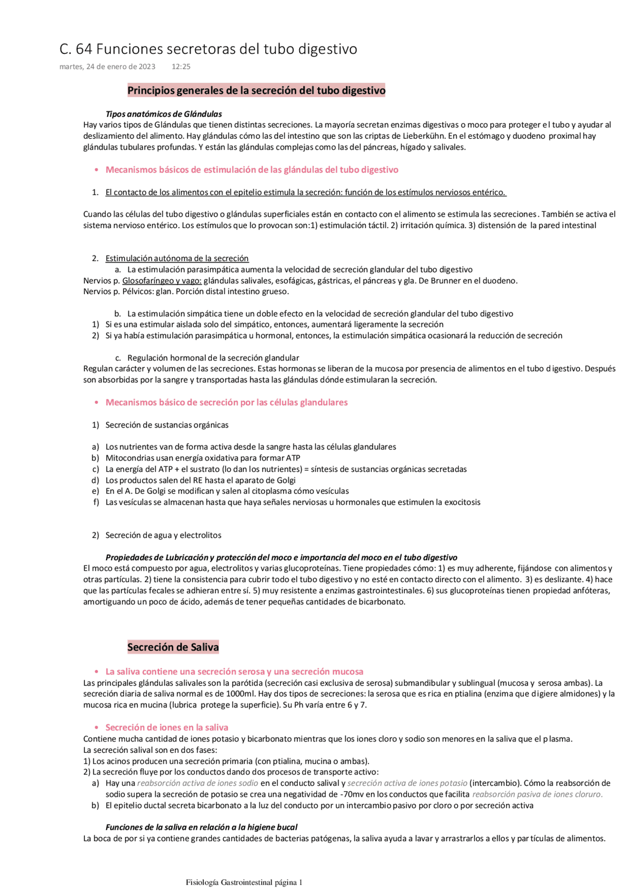 Fisiología de Guyton "Capítulo 64: Funciones secretoras del tubo digestivo" (resumen ...