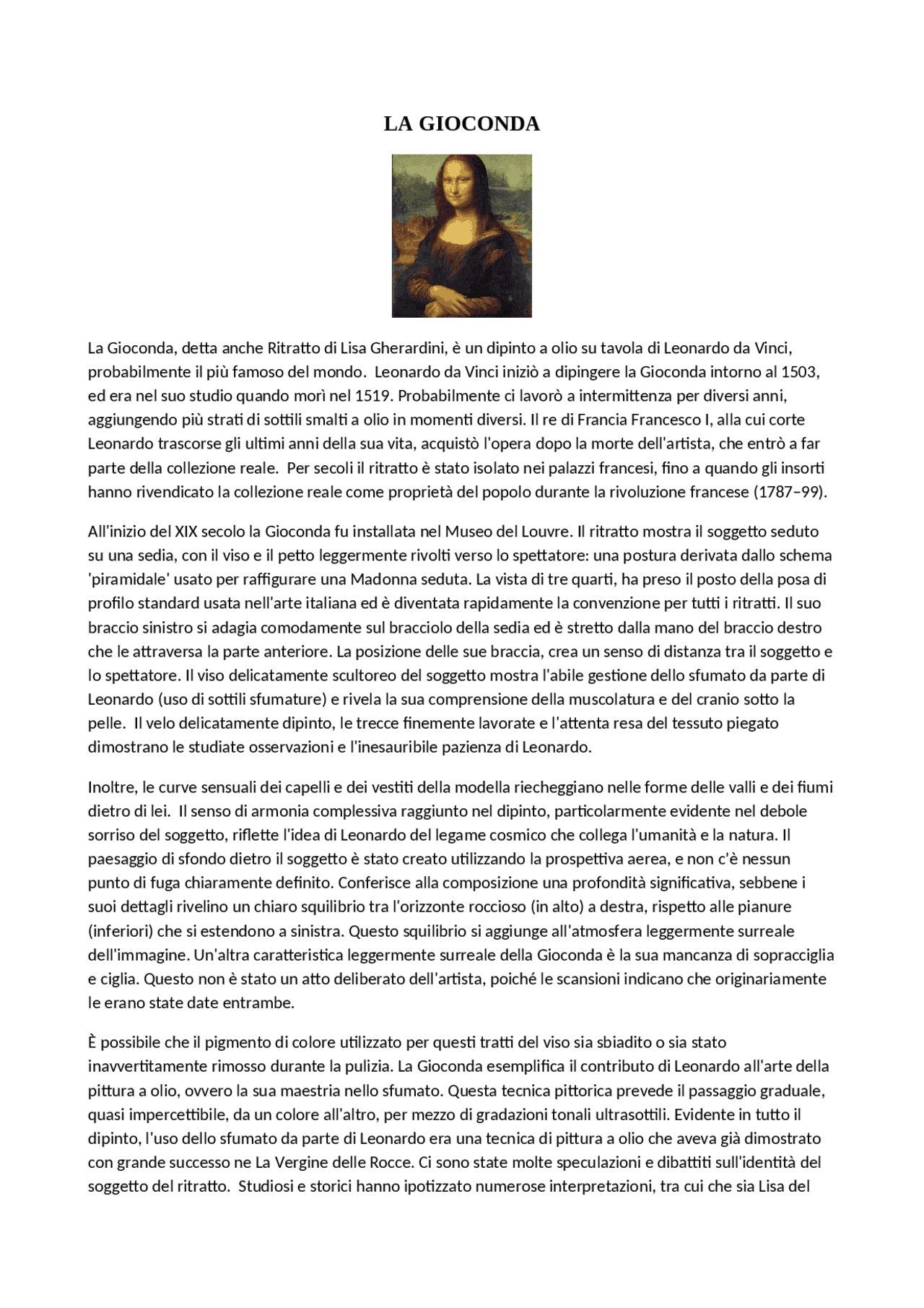 Analisi d'opera sulla Gioconda di Leonardo da Vinci | Guide, Progetti e ...