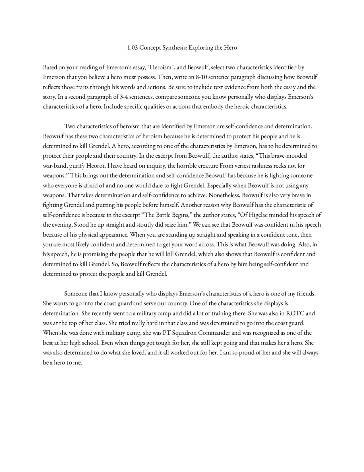 Concept Synthesis Exploring The Hero Assignments English Docsity