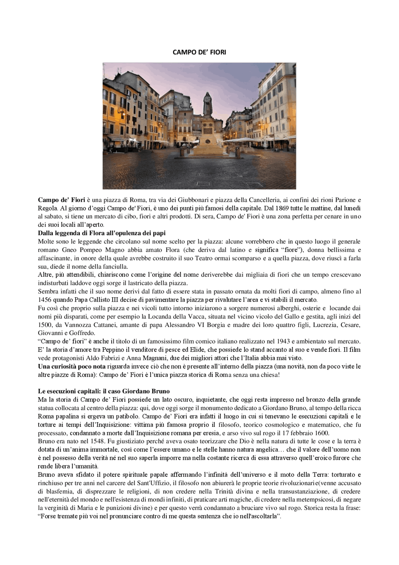 Descrizione Luogo E Monumenti Appunti Di Arte E Territorio Docsity