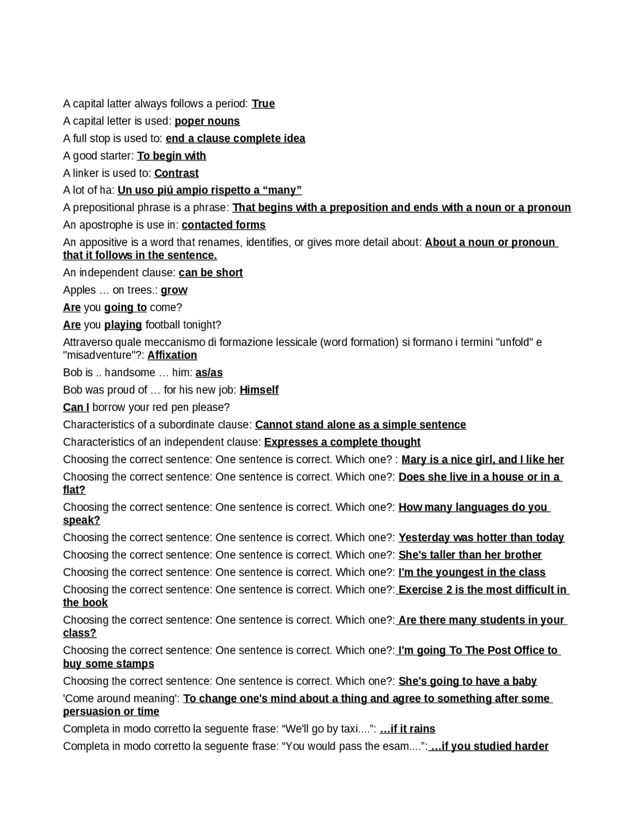 Banca Dati Aggiornata Panieri Di Lingua Inglese Docsity