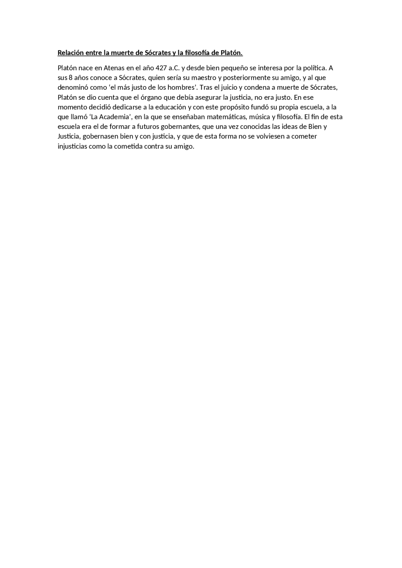 Relación Entre La Muerte De Sócrates Y La Filosofía De Platón