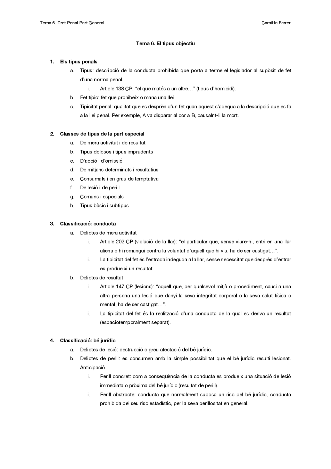 Tema 6 Dret Penal Part General Apunts Classe Apuntes De Derecho