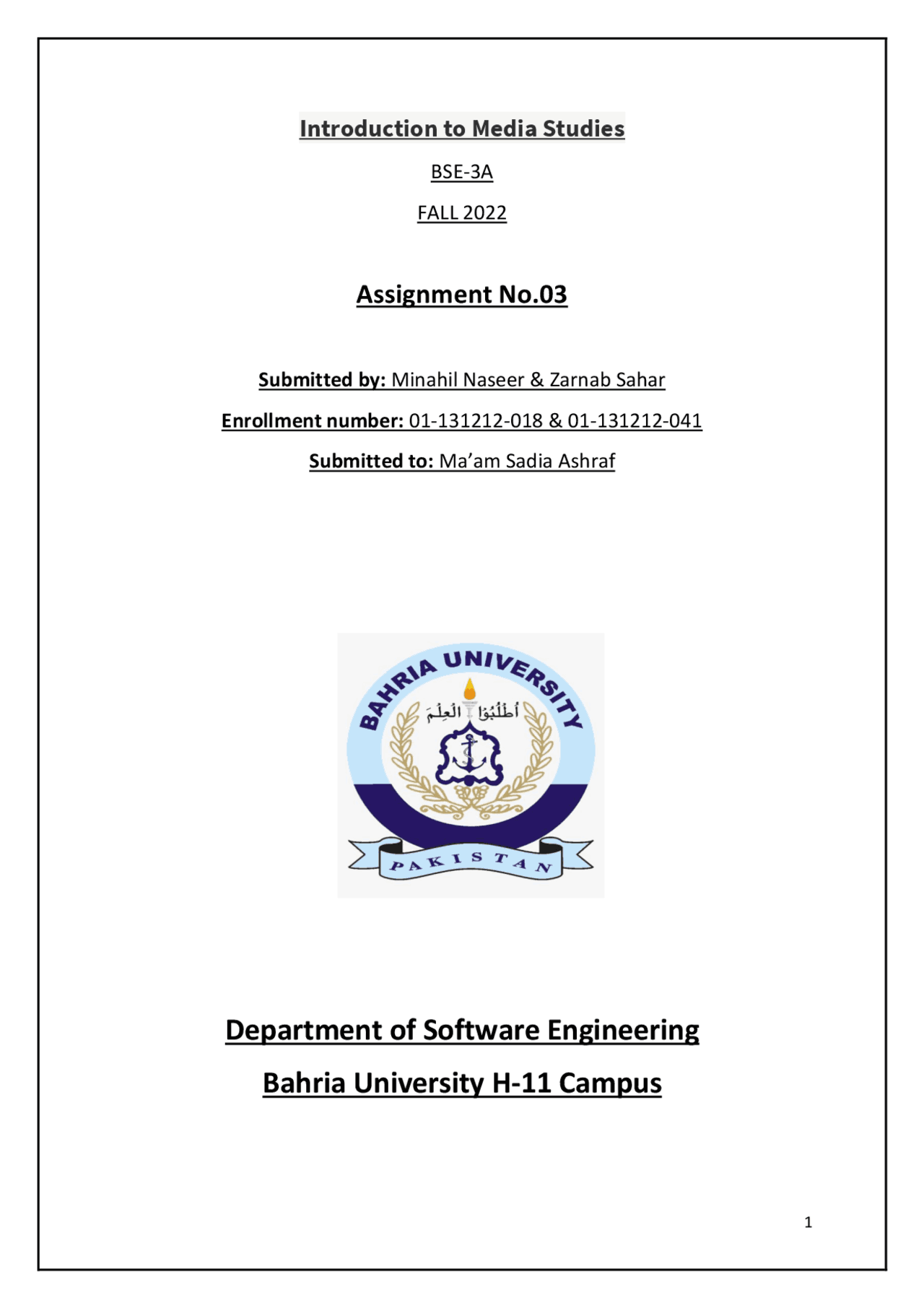 Introduction to Media Studies | Assignments Computer Architecture and ...
