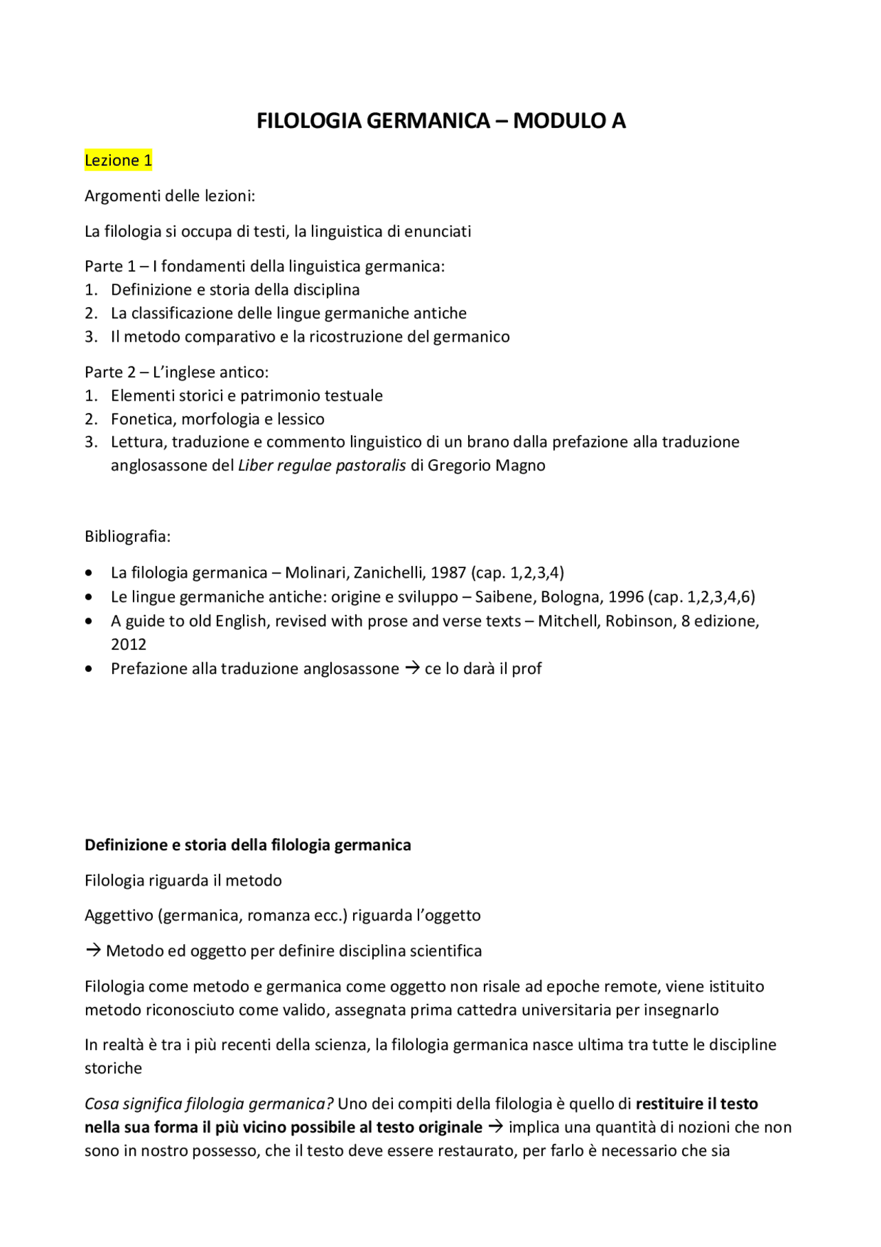 Filologia germanica mod.A (LINFO e LLEM - Tor Vergata) | Appunti di ...