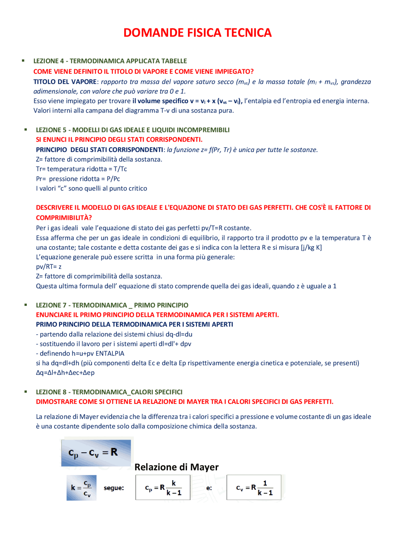 Aperte Fisica Tecnica Appunti Di Fisica Tecnica Docsity