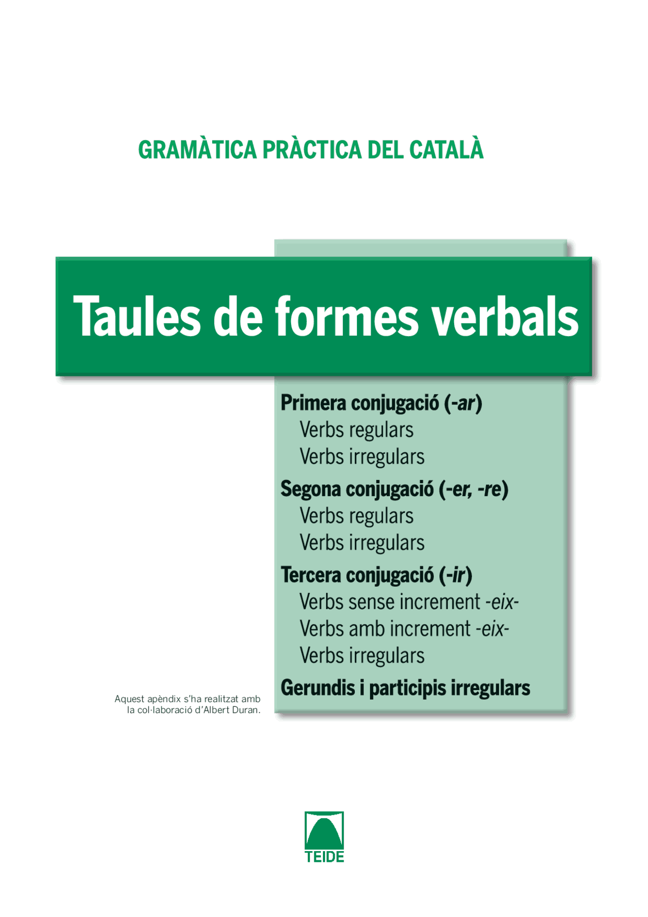 Conjugacións Verbals Catalá Apuntes De Catalán Docsity