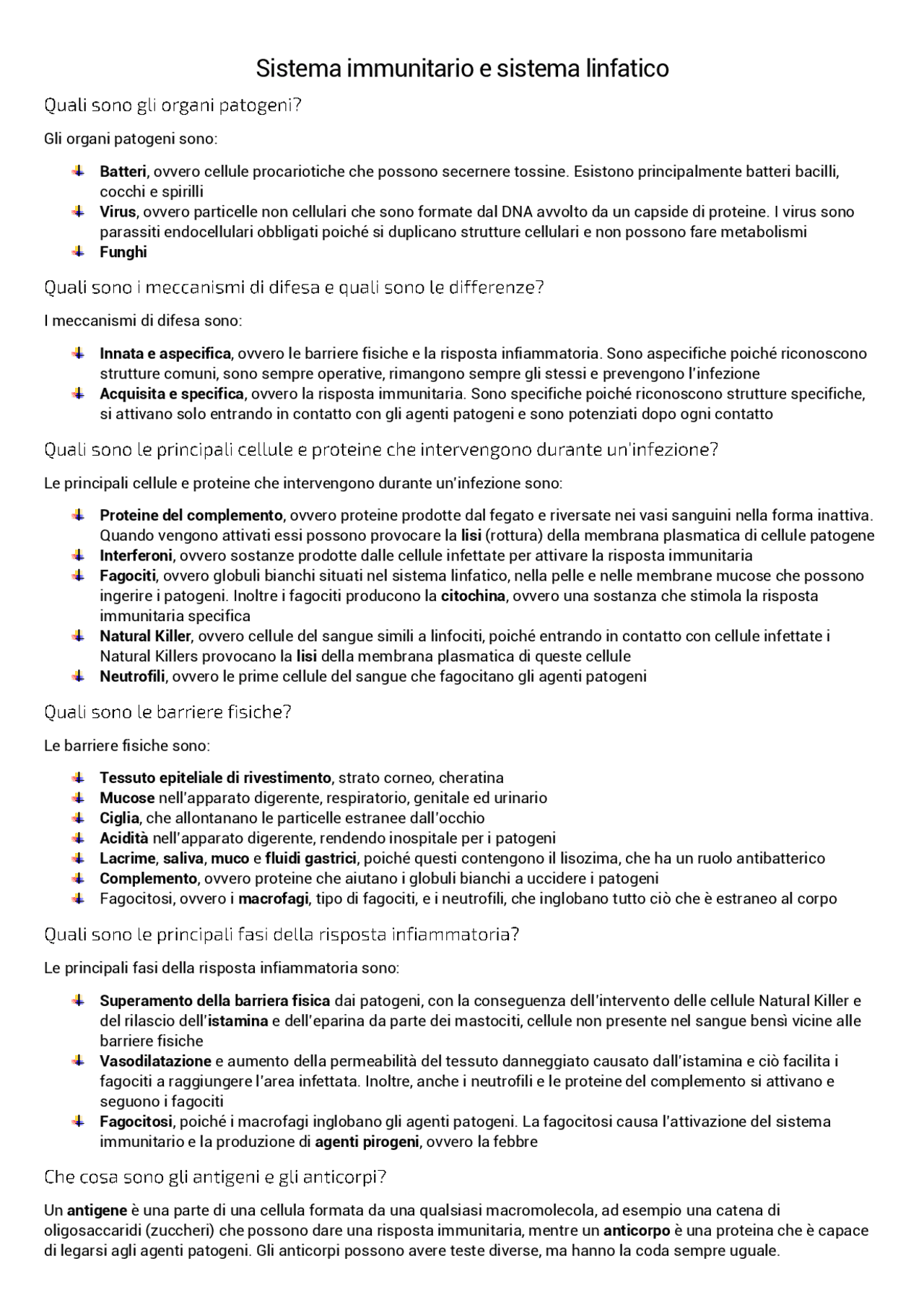 Sistema Immunitario E Sistema Linfatico Dispense Di Biologia Docsity