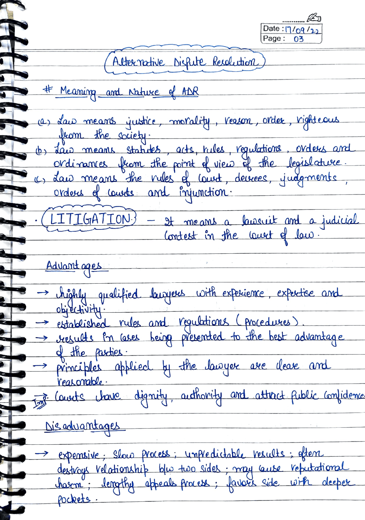 Alternative dispute resolution notes | Assignments Law | Docsity