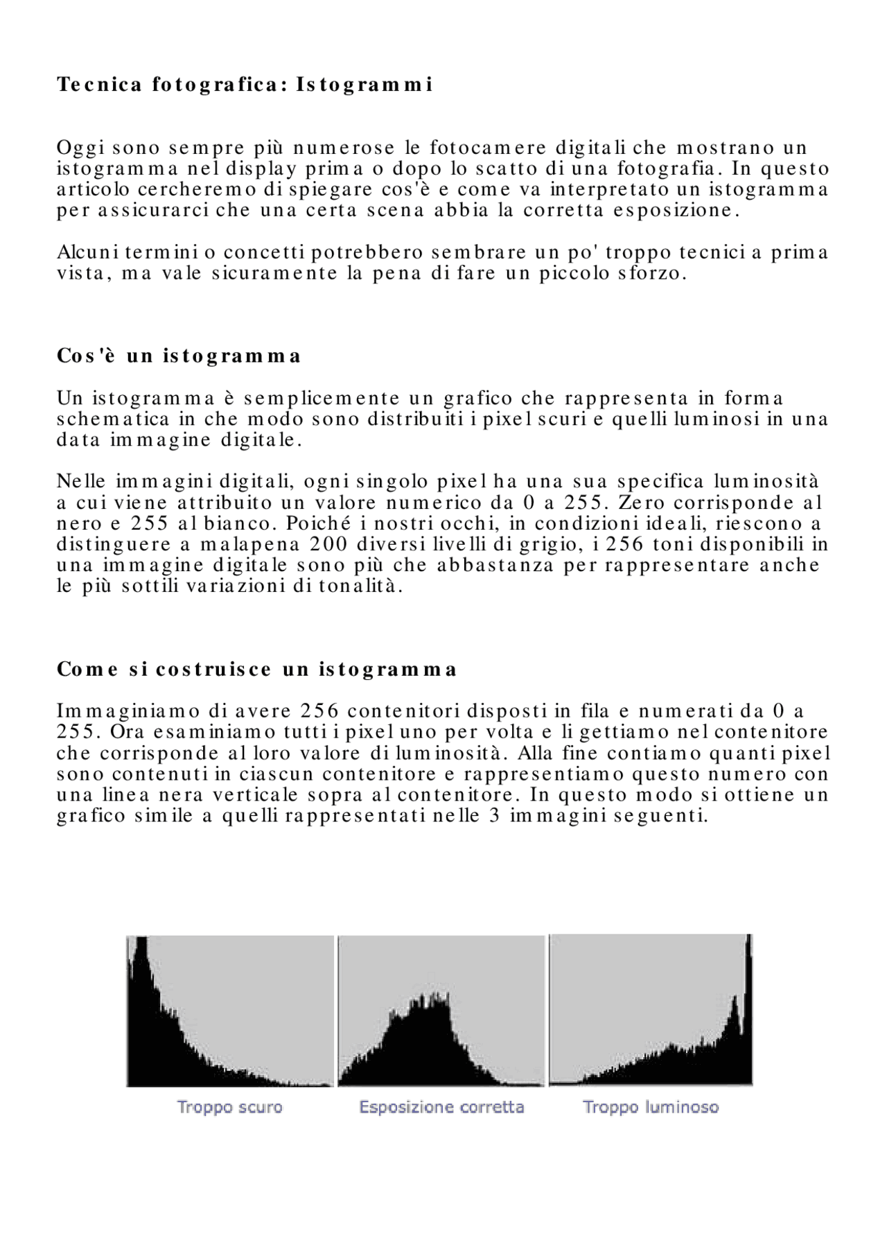 Lezione sugli istogrammi | Dispense di fotografia | Docsity