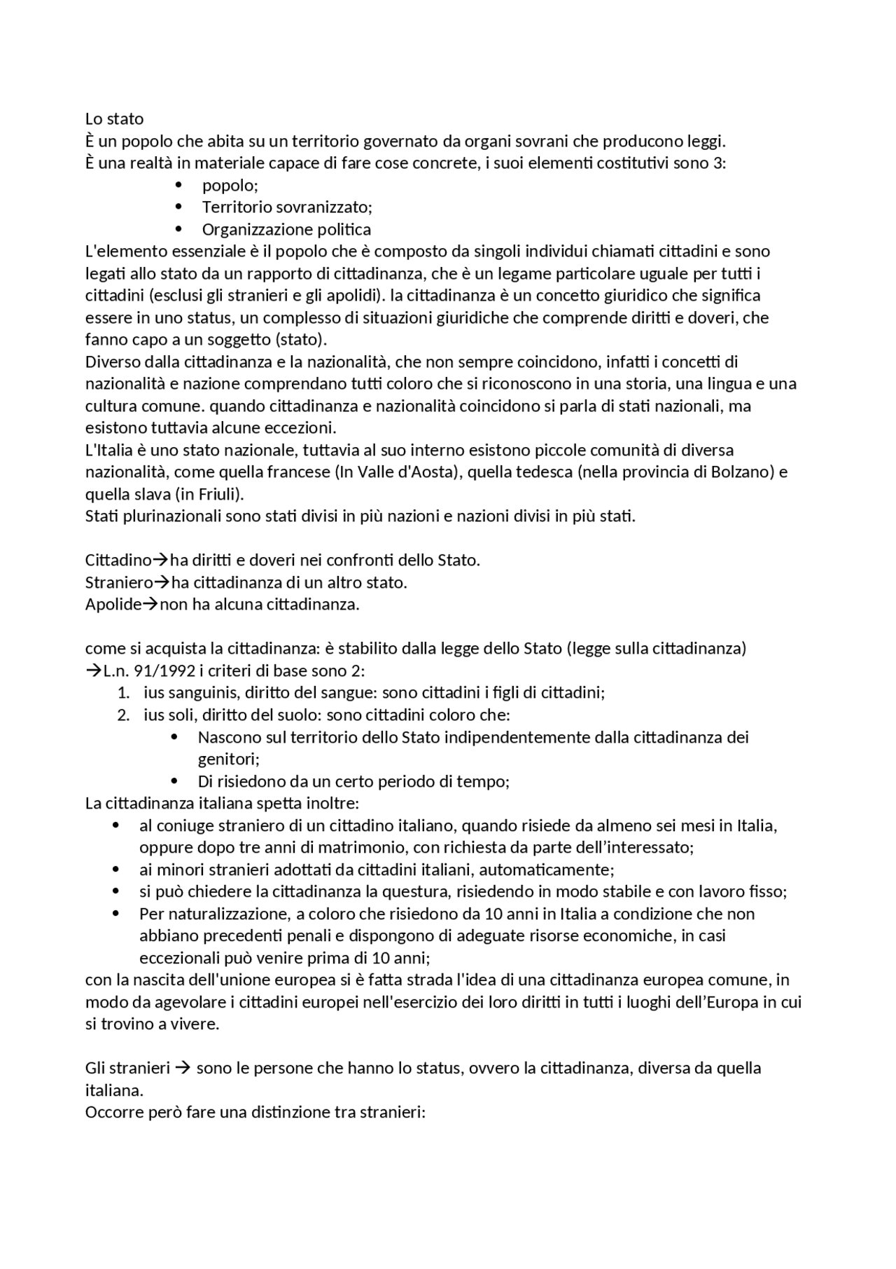 Lo stato italiano e caratteristiche | Dispense di Diritto ed economia ...