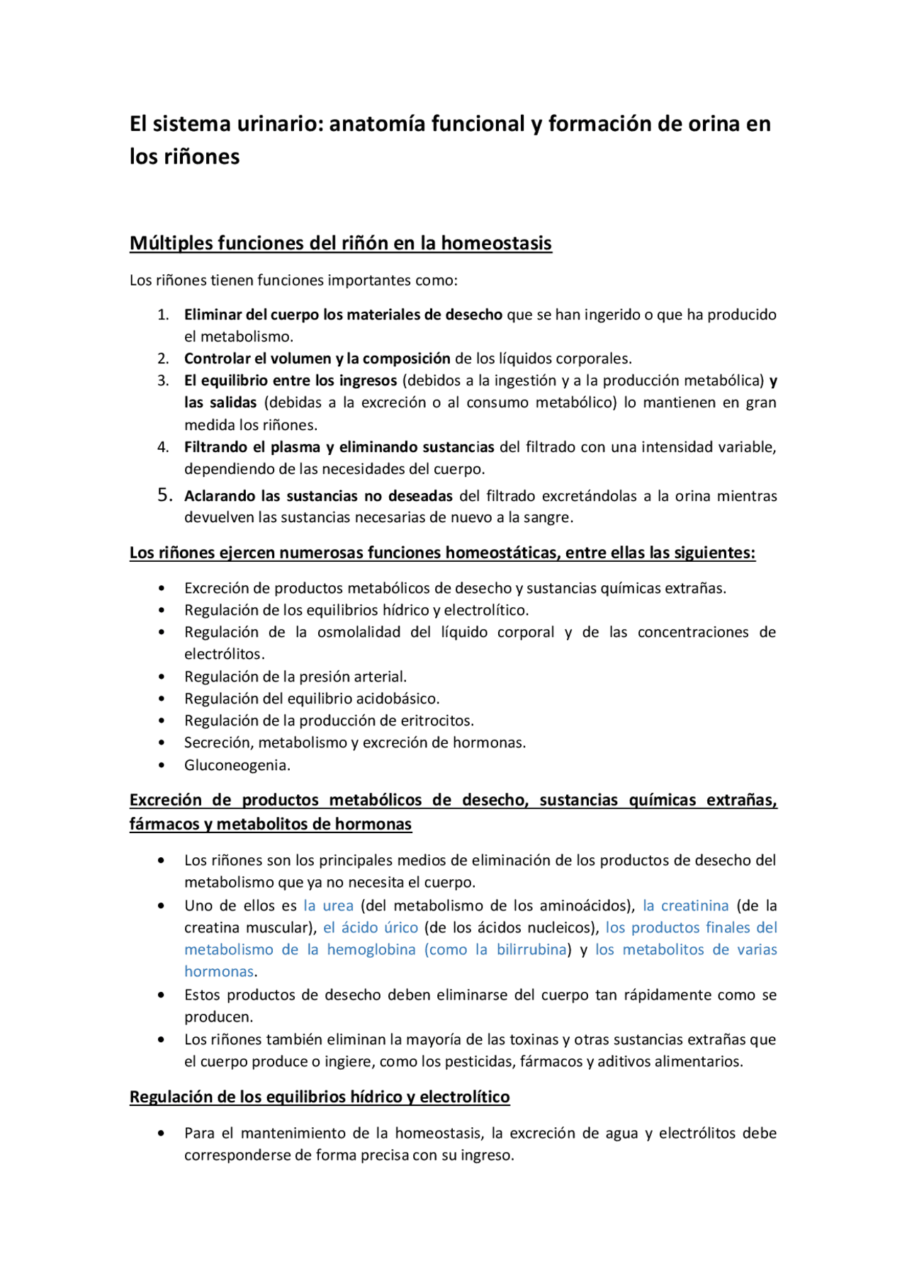 Sistema Urinario Guyton Resúmenes De Fisiología Docsity