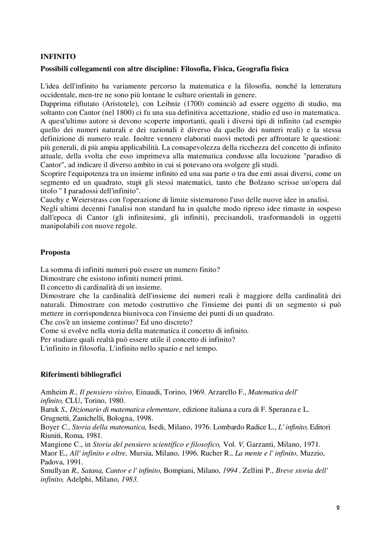 Infinito Di Leopardi Schemi E Mappe Concettuali Di Italiano Docsity
