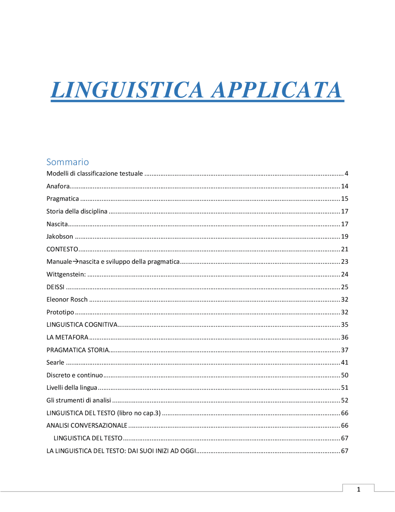 Linguistica Applicata Appunti Di Linguistica Docsity