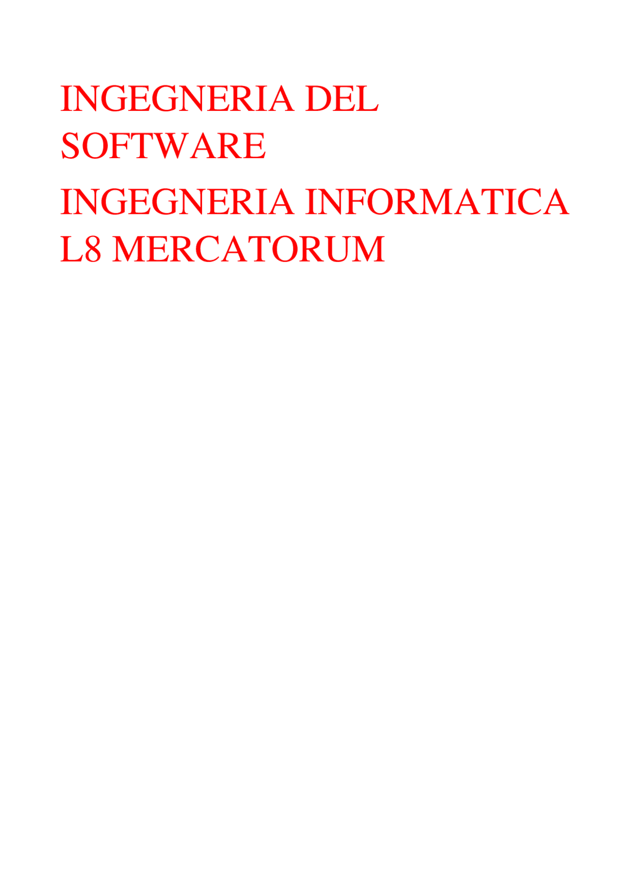 Ingegneria Del Software Ingegneria Informatica L 8 Mercatorum Prove D