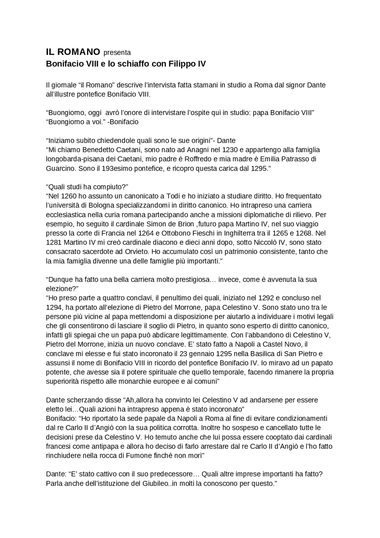 Intervista Impossibile A Bonifacio Viii Schemi E Mappe Concettuali Di