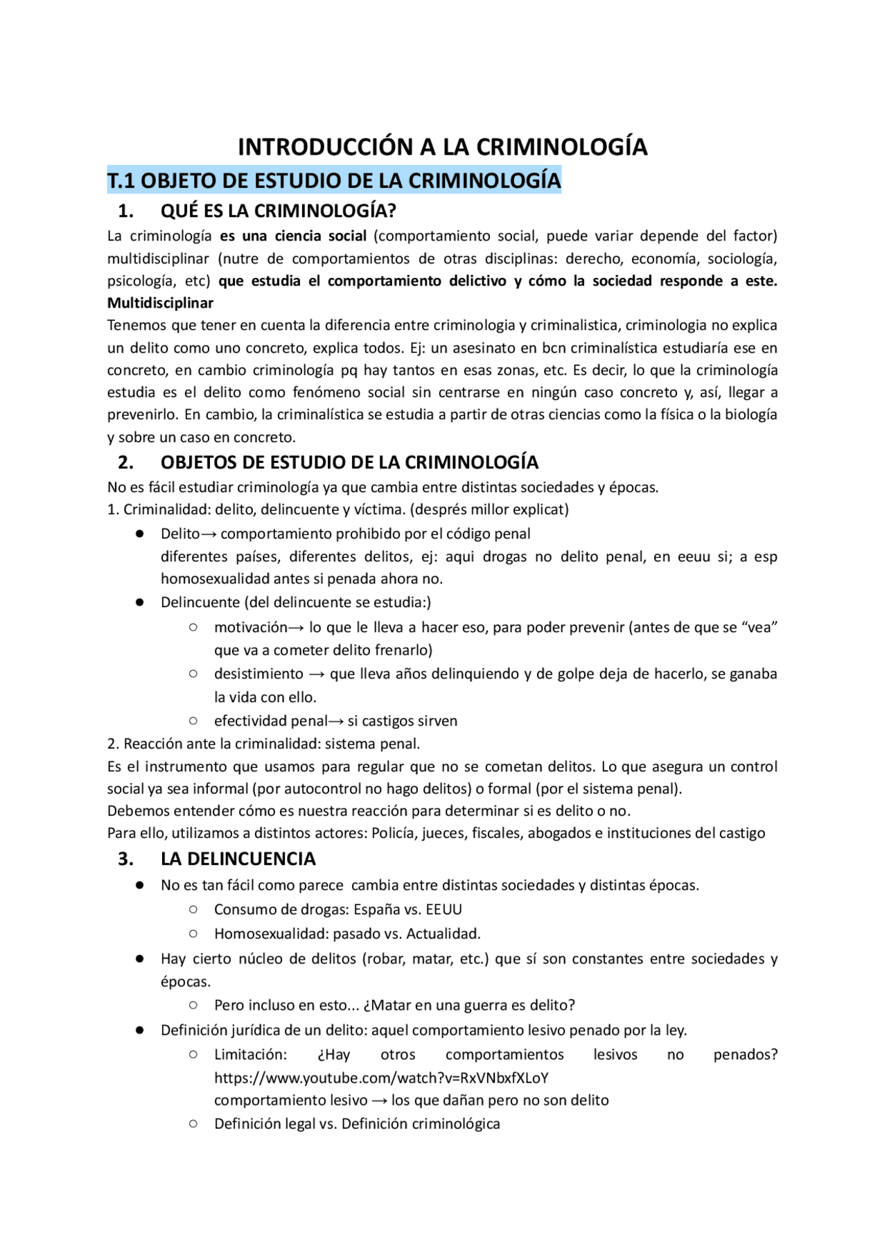 Introduccion A La Criminologia Apuntes De Criminología Docsity