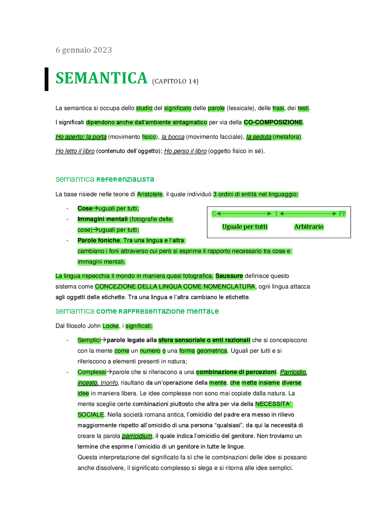 Semantica - Linguistica Generale | Schemi e mappe concettuali di Linguistica Generale | Docsity