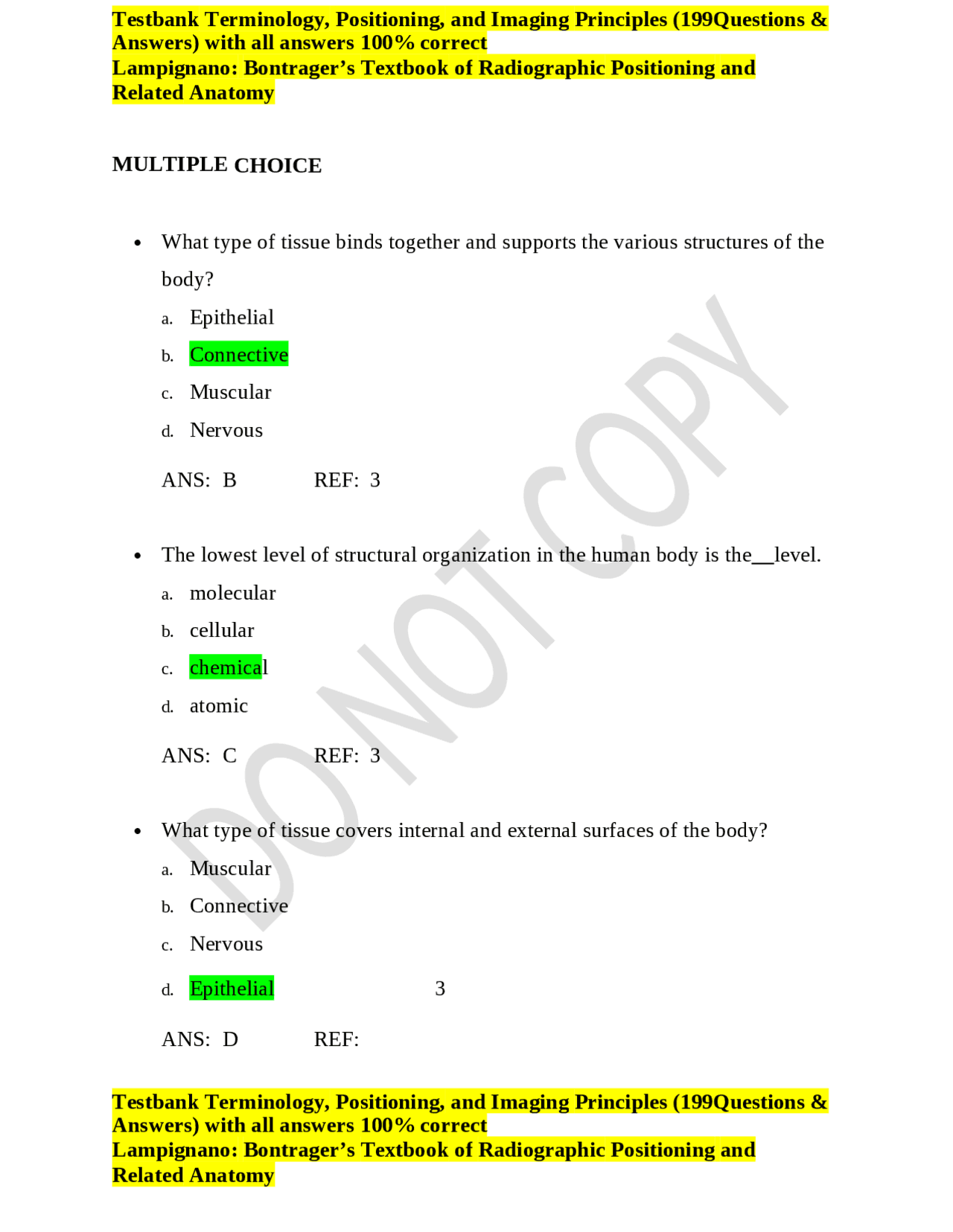 Testbank Terminology Positioning And Imaging Principles 199questions