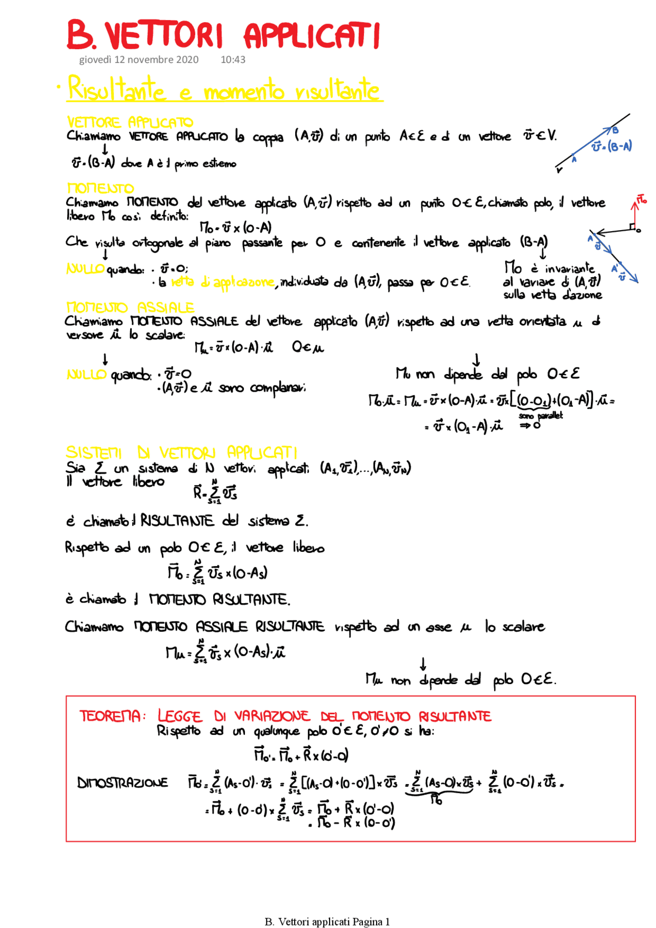 Vettori applicati meccanica razionale | Appunti di Meccanica Razionale ...
