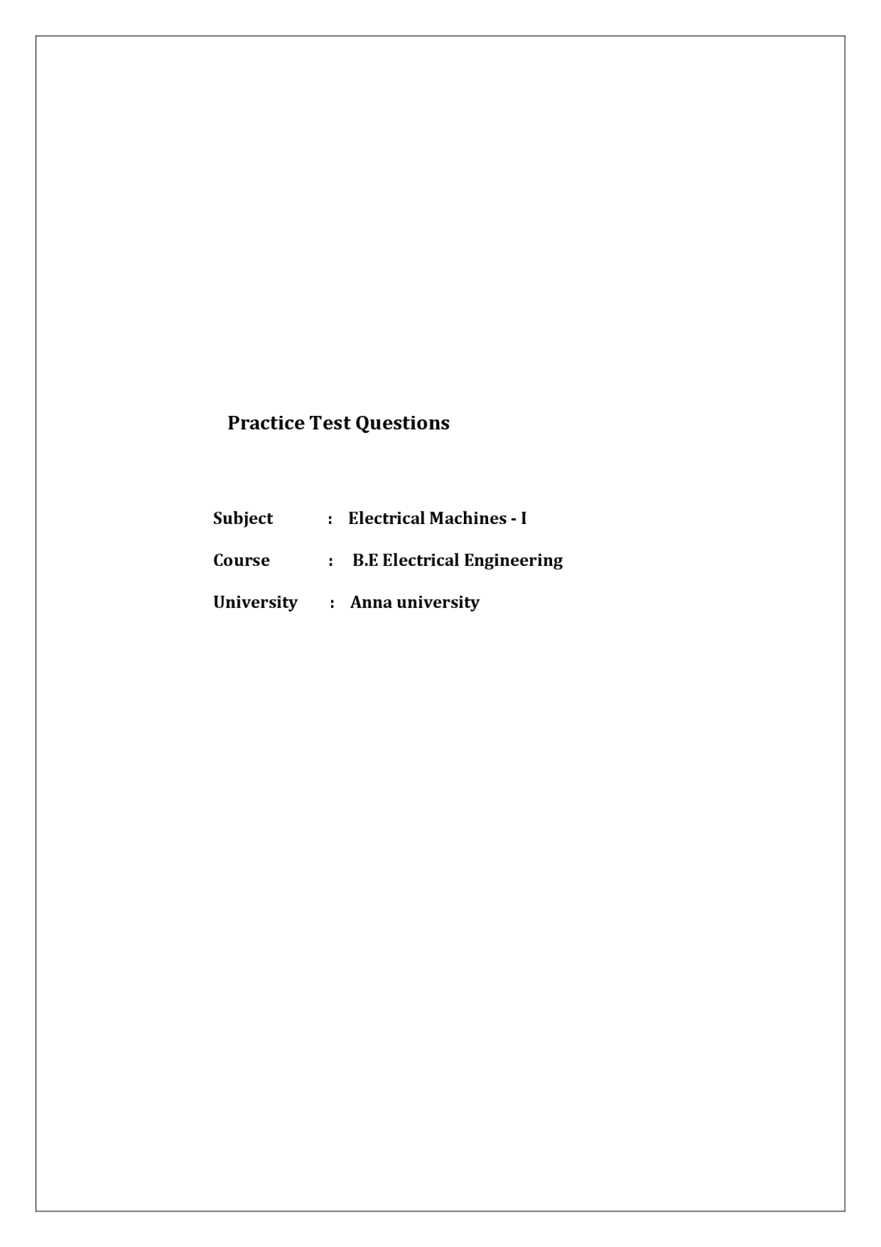 Electrical machines sample exam paper | Exams Electric Machines | Docsity