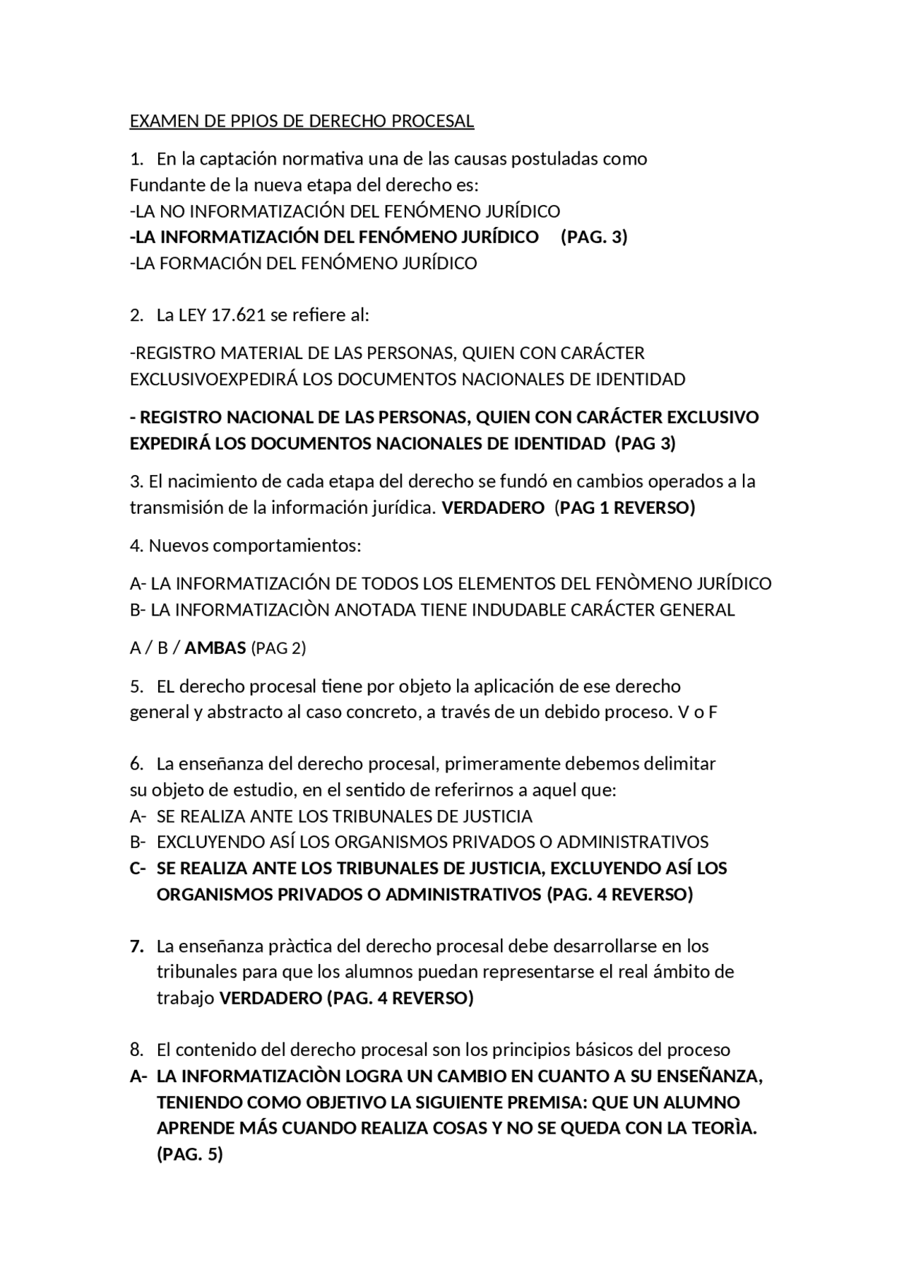 Examen de derecho procesal civil | Exámenes de Derecho | Docsity
