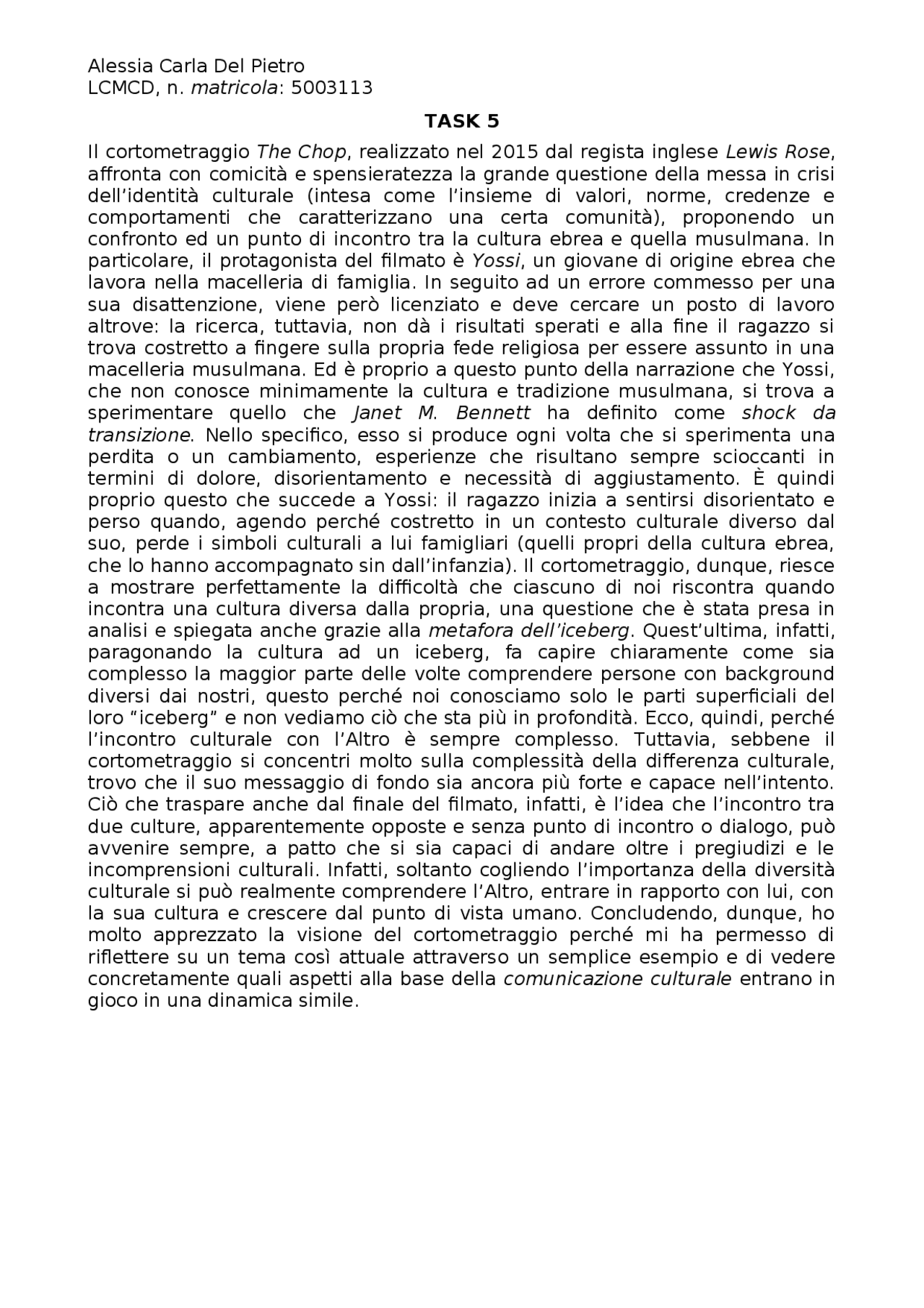 Task Comunicazione Interculturale Esercizi Di Comunicazione