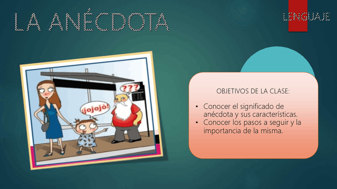 La anécdota (Toda su información) | Diapositivas de Lengua y Literatura | Docsity